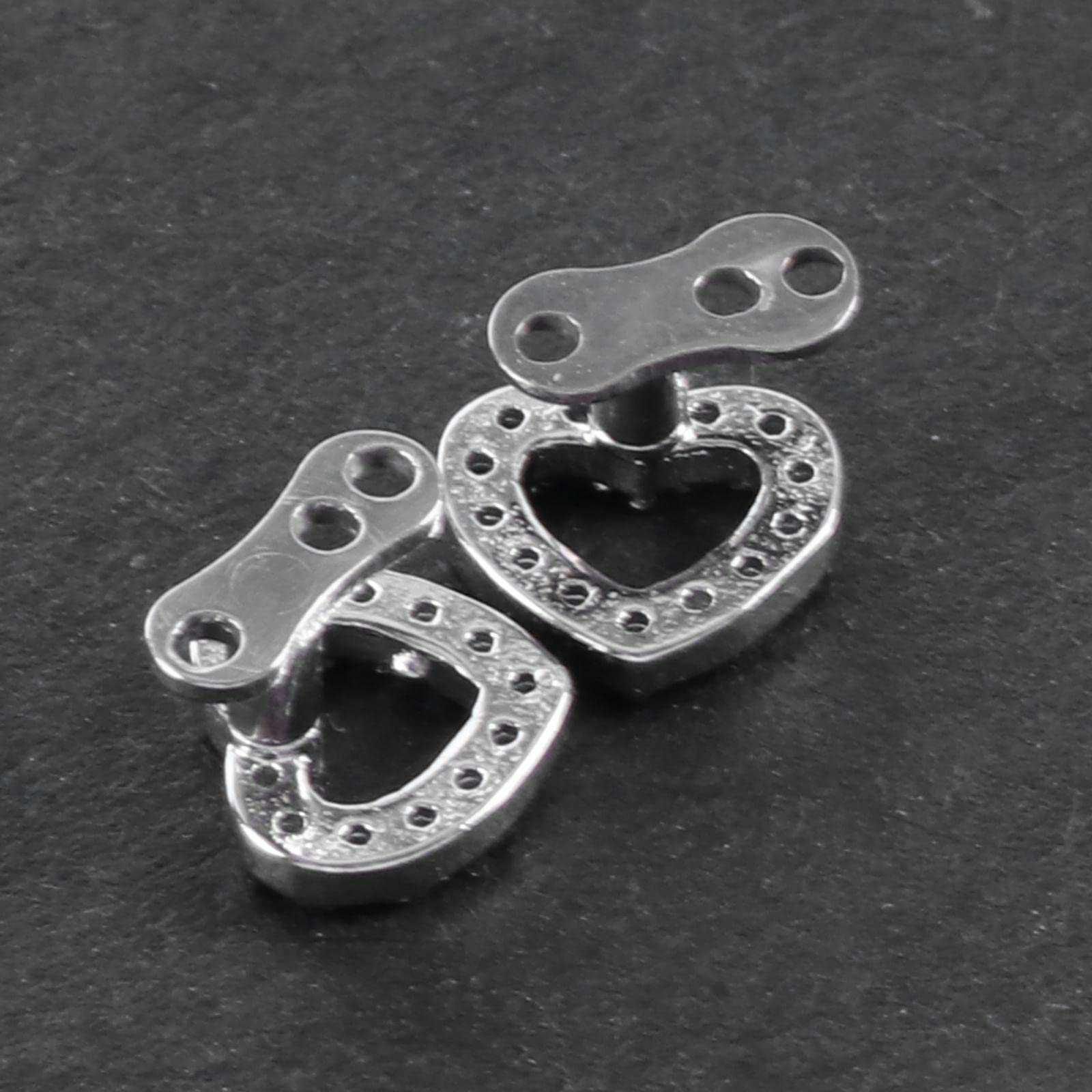 Titanium Dermal Anchor Top Crystal Micro Surface Skin Piercing 16G - Fan - Heart 1