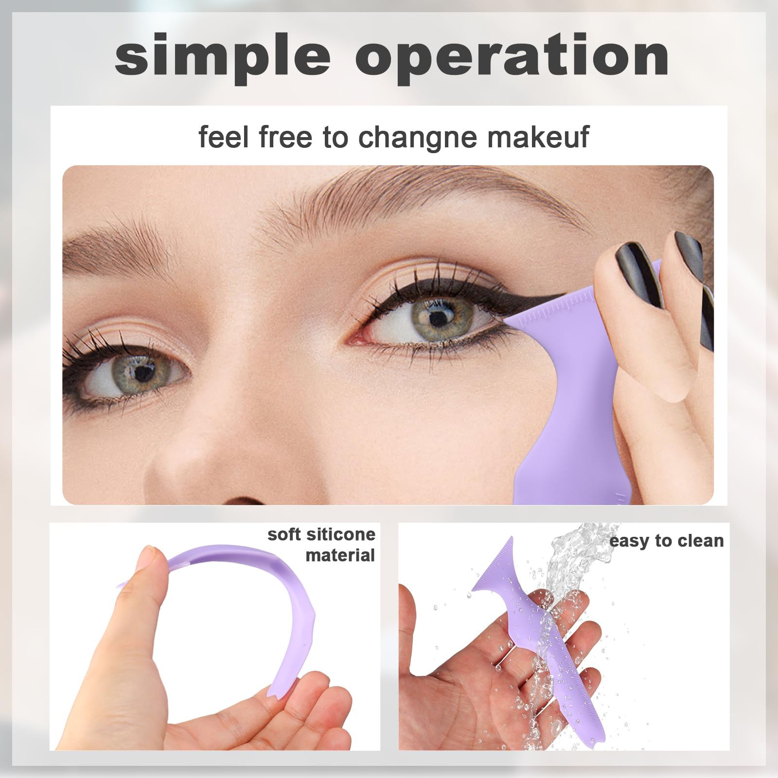 SAVITA 2pcs Eyeliner Stencils, Silicone Winged Eyeliner Tool Helper for Beginners Eyeliner Stencils Wing Tips Multi-Purpose Eye Make-Up Tool for Eyeliner, Eyelash, Eyebrow, Lip Line, Face Contour
