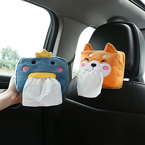 Tissue Box Cover Soft Adorable Animals Shaped Creative Storage Bag Hanging Pouch Tissue Box for Car Home Led Lights for Inside