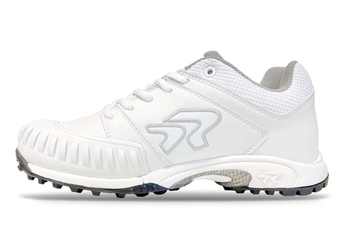 Ringor Flite Women's Softball Turf Shoes with Pitchers Toe White | Silver Size 9.5