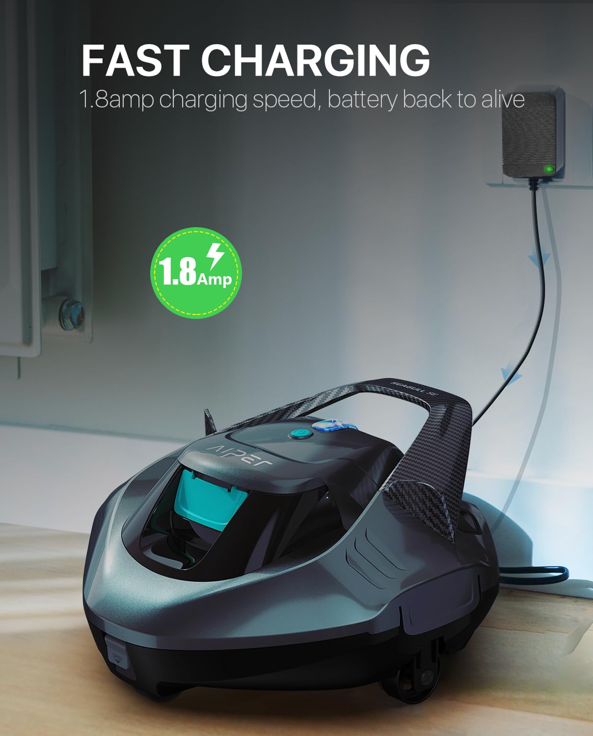 PowerGpt 12.6V 1.8A Original Charger for Aiper Seagull SE Plus 600 800 800B 1000 1500 P1111 HJ1102 HJ1103J AIPURY 1000 Cordless Automatic Robotic Pool Vacuum Cleaner Power Supply (UL Certification)