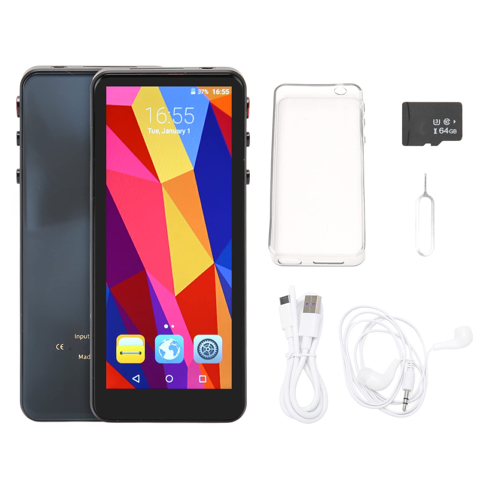 Septpenta MP3 Player with Bluetooth, 480X800 4.0 Inch TFT Display Portable MP4 with 8 Core Bluetooth 5.0, WiFi Full Touch Screen HD Noise Reduction Android MP4 Player (64GB)