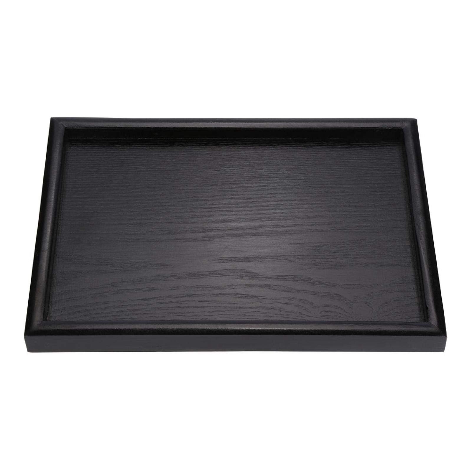 Wood Serving Tray, Reusable Dessert Platters Decorative Fast Food Trays Set for Kitchen Dining Room Party Breakfast in Bed Lunch Dinner Appetizers Patio Ottoman Coffee Table BBQ (Black)