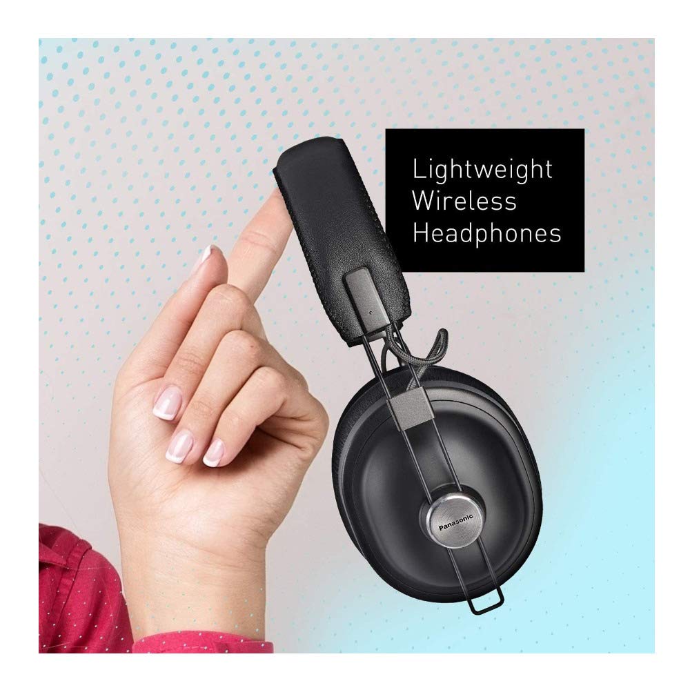 Panasonic Retro Noise Cancelling Bluetooth Wireless Headphone with Voice Assist, Microphone, Deep Bass Enhancer, 24 Hours Playback -RP-HTX90N-K (Black)