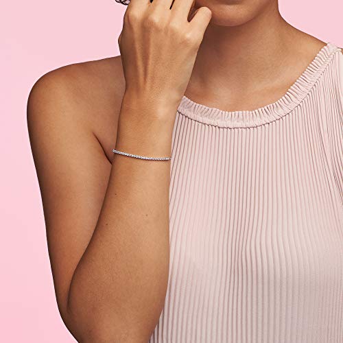 Pandora Jewelry Pink Sparkling Slider Tennis Cubic Zirconia Bracelet in Sterling Silver, 9.0"