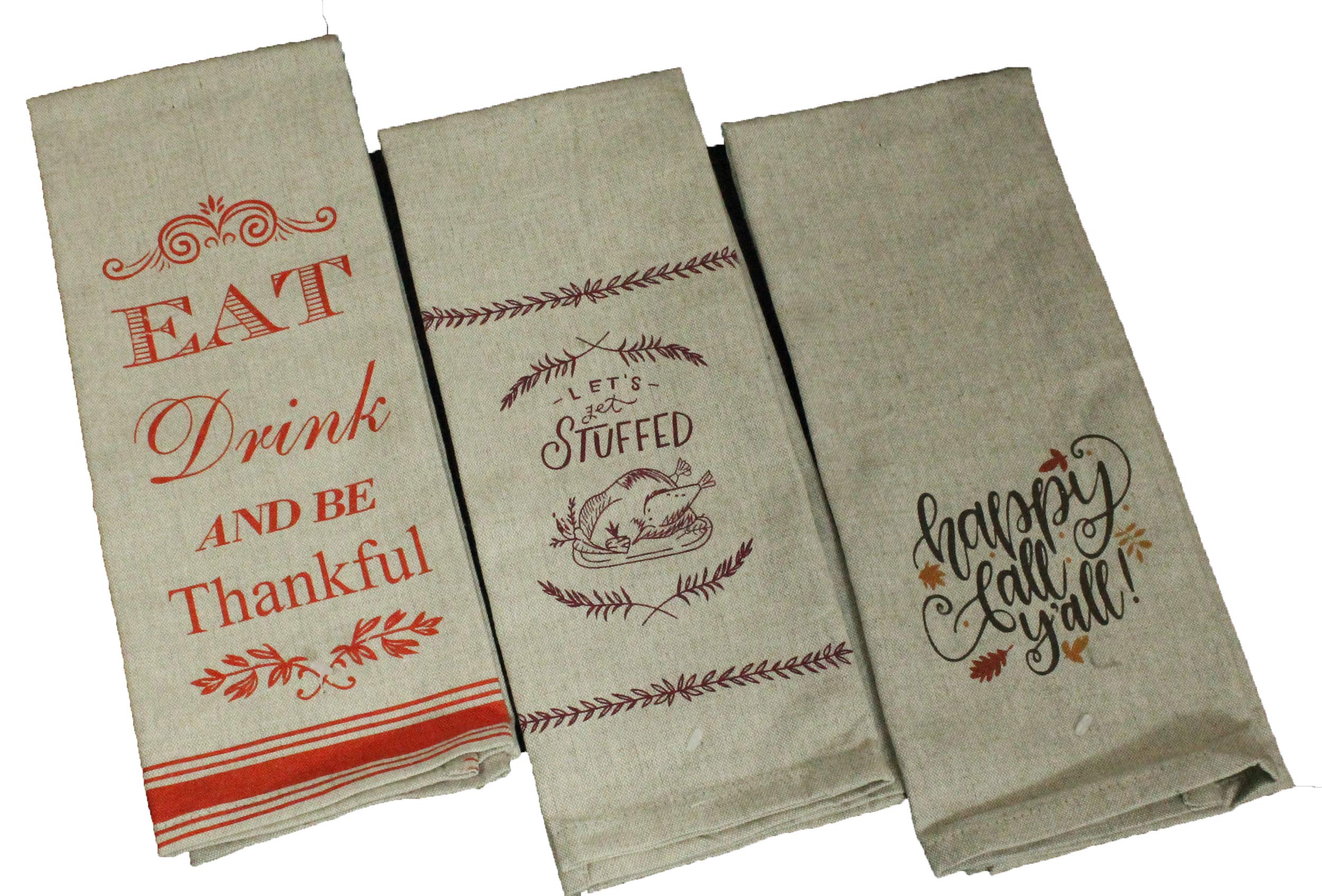 Twisted Anchor Trading Company Set of 6 Dark Linen Thanksgiving Kitchen Towels Gift Set - Fall Kitchen Towel Set - Comes in Organza Gift Bag