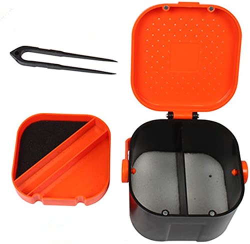 Toasis Fishing Live Bait Box Worm Storage Container Plastic Case with Tweezer (Red)