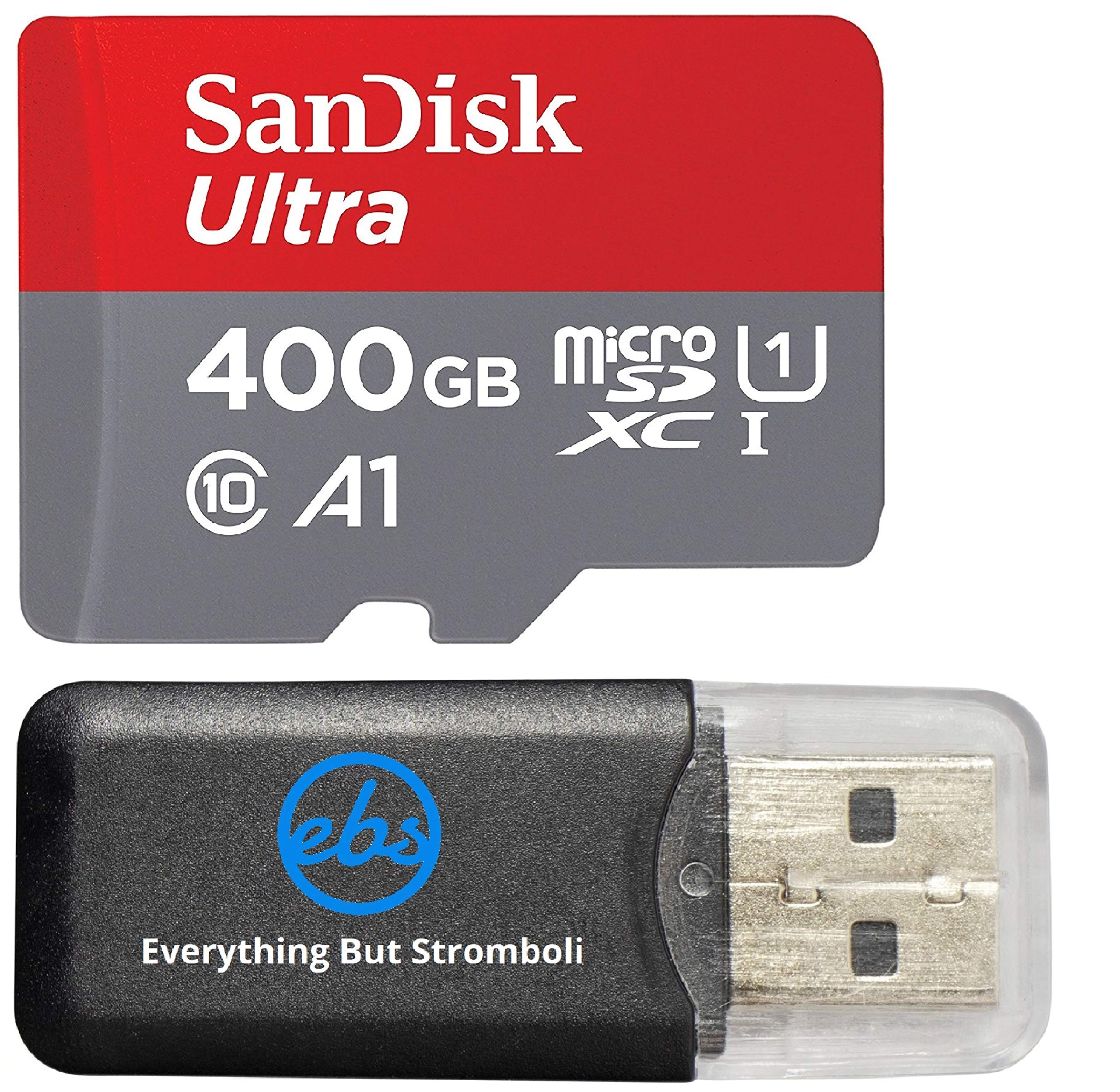 SanDisk 400GB Ultra microSDXC UHS-I Memory Card 100MB/s, C10, U1, Full HD Works with Nintendo Switch Neon Video Game Bundle with (1) Everything But Stromboli Memory Card Reader