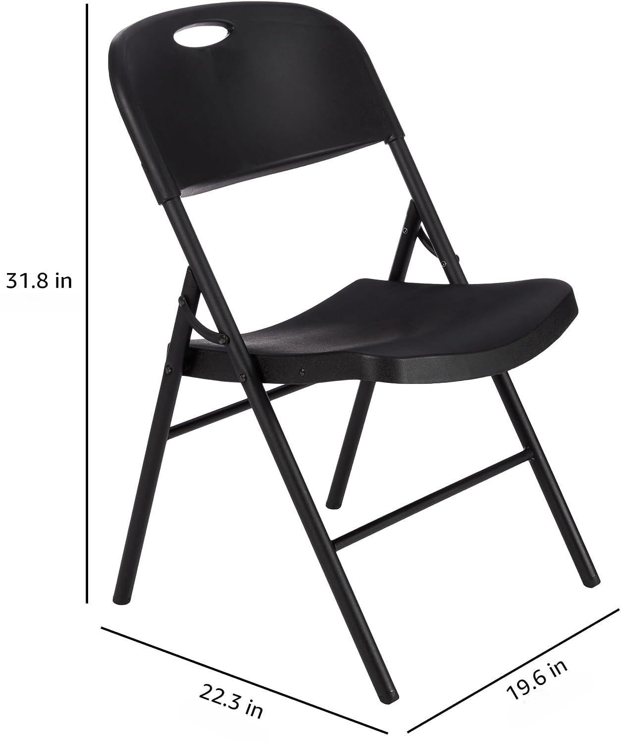 Practical and Sturdy: Folding Plastic Chairs 4-Pack with 350-Pound Capacity in Black