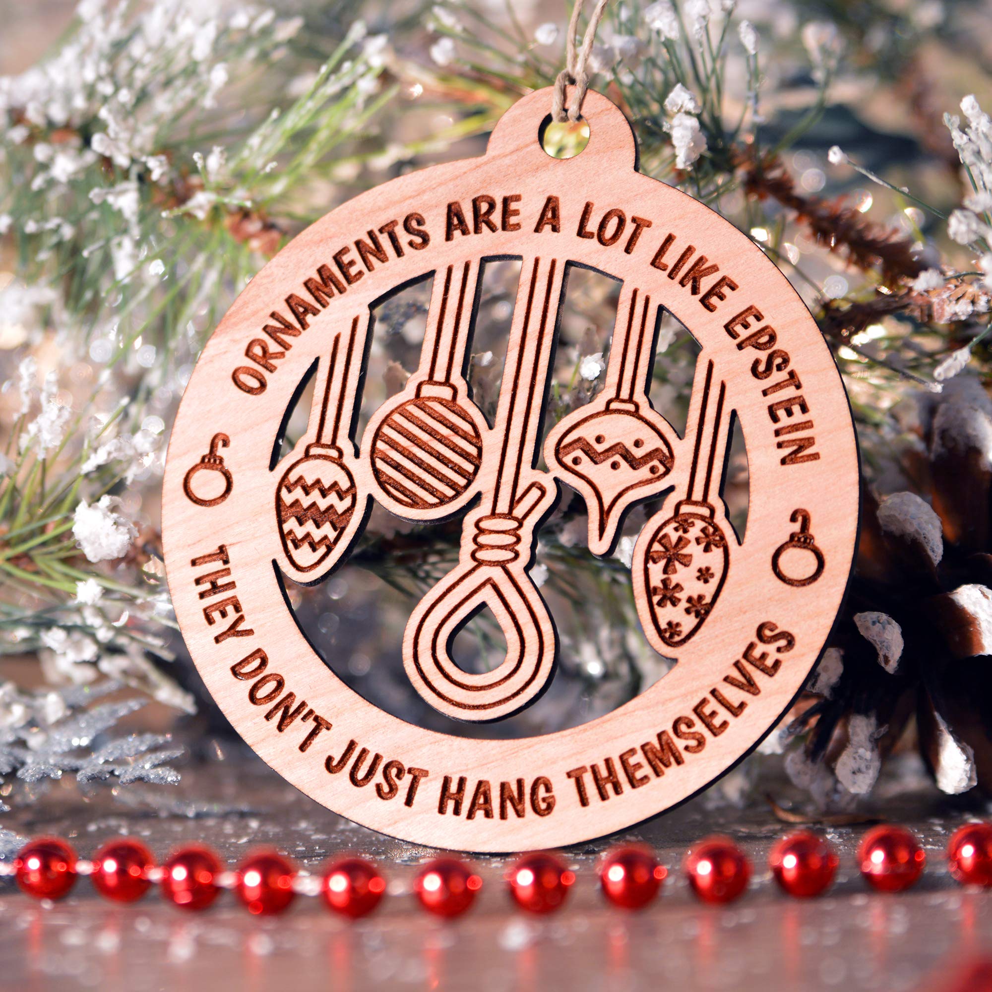 Vicien VHOB Epstein Didn't Kill Himself Wooden Christmas Tree Ornament, Popular Meme Ornament Gift
