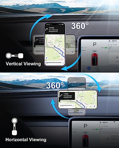 SUPERONE Tesla Phone Mount, Compatible with MagSafe Car Mount for Model 3 & Model Y, [Super Strong Magnet] 360° Rotation for iPhone 15 14 13 Pro/Max MagSafe Case & All Phones, Black