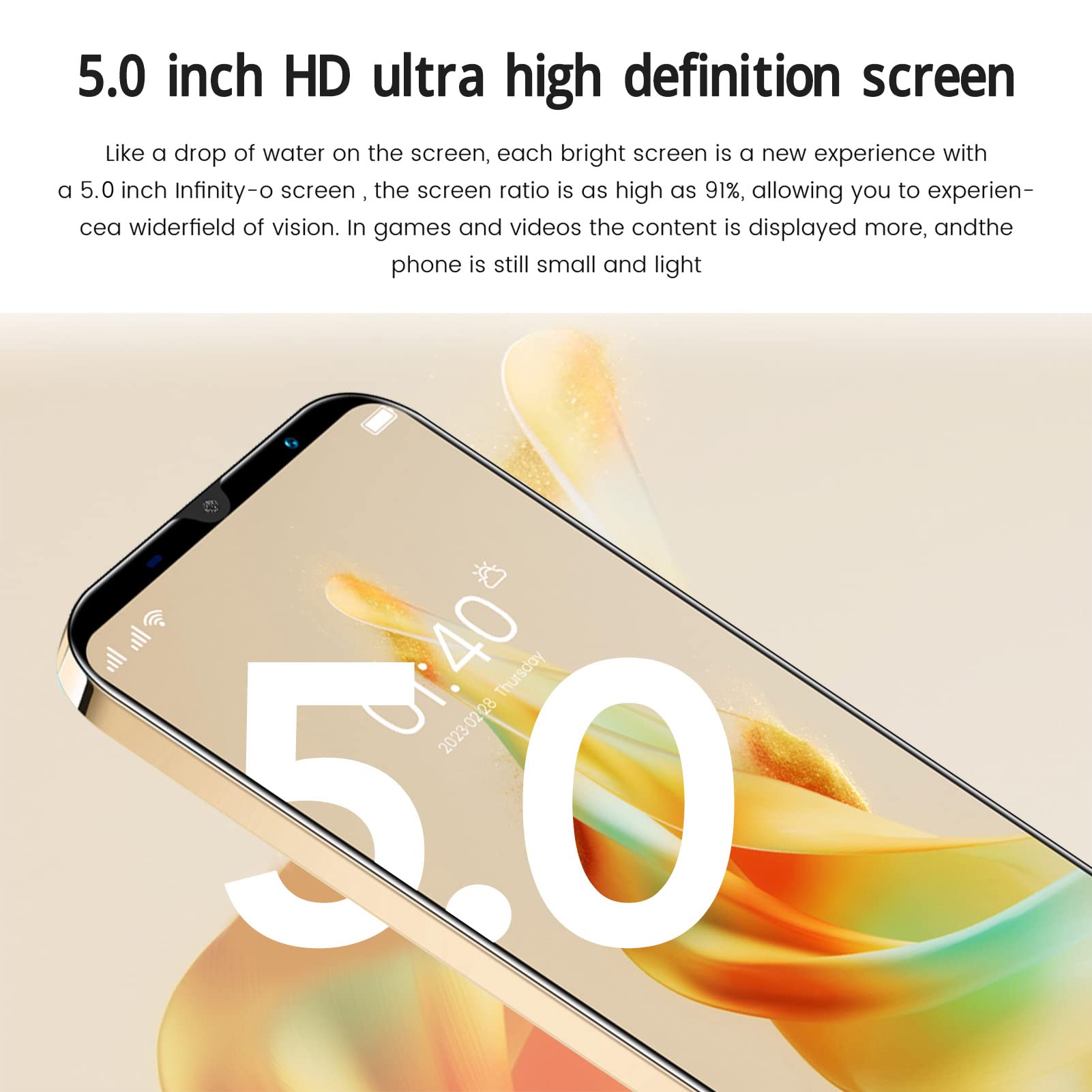Smart Phones, HD Face Recognition Smart Phone GPS Navigation for Office (Gold)