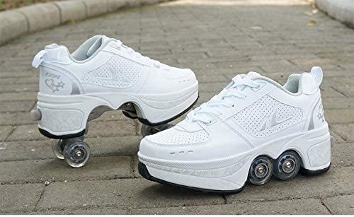 sanheng fire Deformation Parkour Shoes Four Rounds of Running Shoes Roller Skates (High Tea, 36)