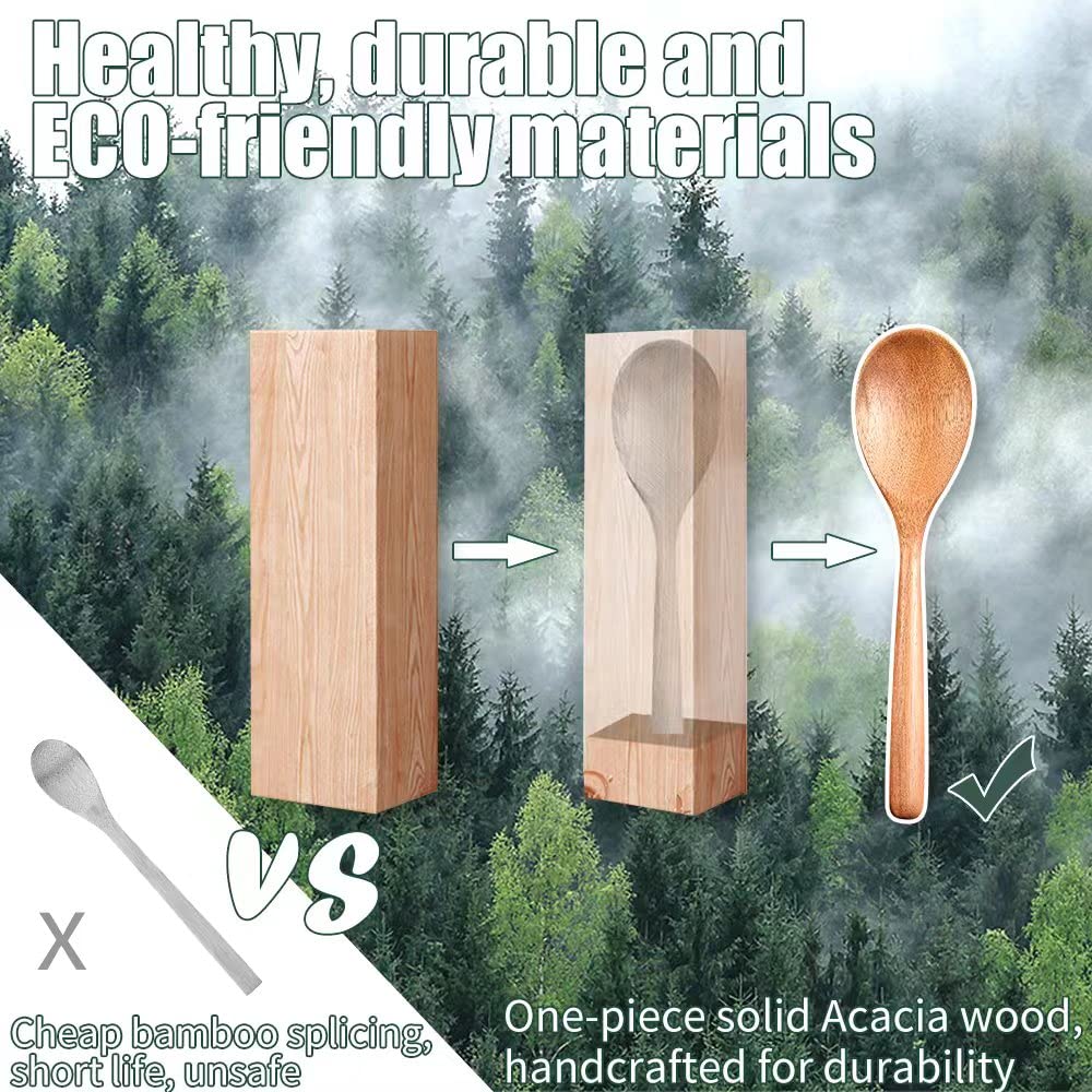 Wooden Spoons for Cooking, Wood Spoon Set of 2, Kitchen Serving Ladle Scoop Utensil, Heat Resistant Nonstick Cookware Server Spoon,Stirring Food, Mixing Salad, Easy to use