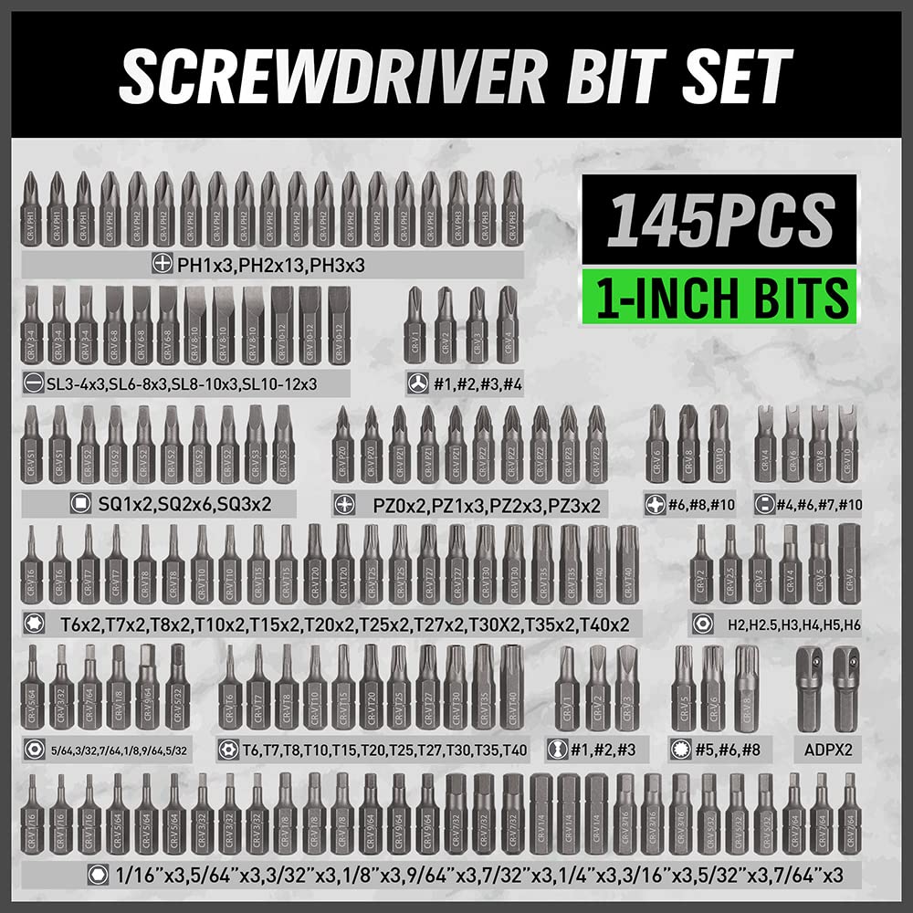 SWANLAKE 232PCS Ultimate Screwdriver Bit Set,Chrome Vanadium Steel Driver Bit Set, Includes Security Bits,Nut Driver, Ratchet Wrench and Bits Holder