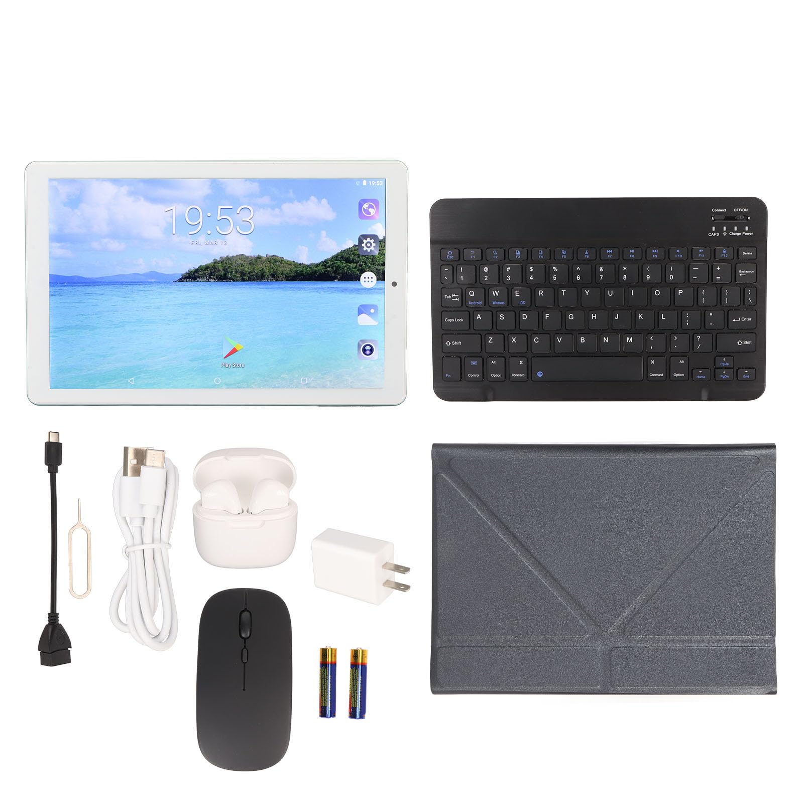 Smart Tablet, 8 Core 10.1 IPS Display Dual Box Speakers (US Plug)