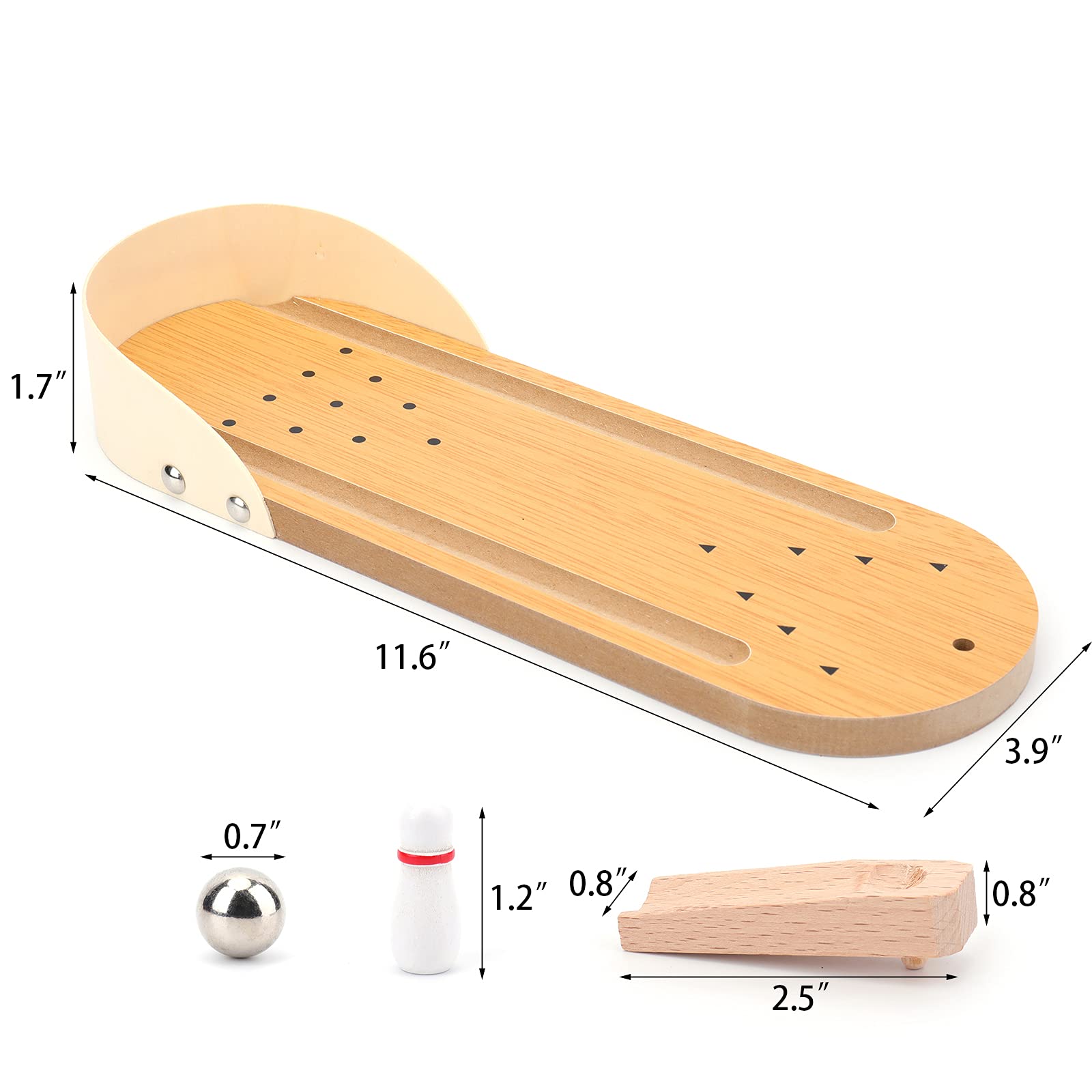 Suwimut 2 Pack Mini Bowling Game Set, Wooden Tabletop Bowling Game Desktop Bowling Toys Home Bowling Alleys Gifts for Men Adults Kids Teens Boys