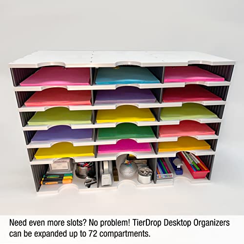 Ultimate Office TierDrop Literature Organizer/Forms Sorter, 6-Compartment Add-On (for Any 3-Wide TierDrop Unit), Gray w/Black