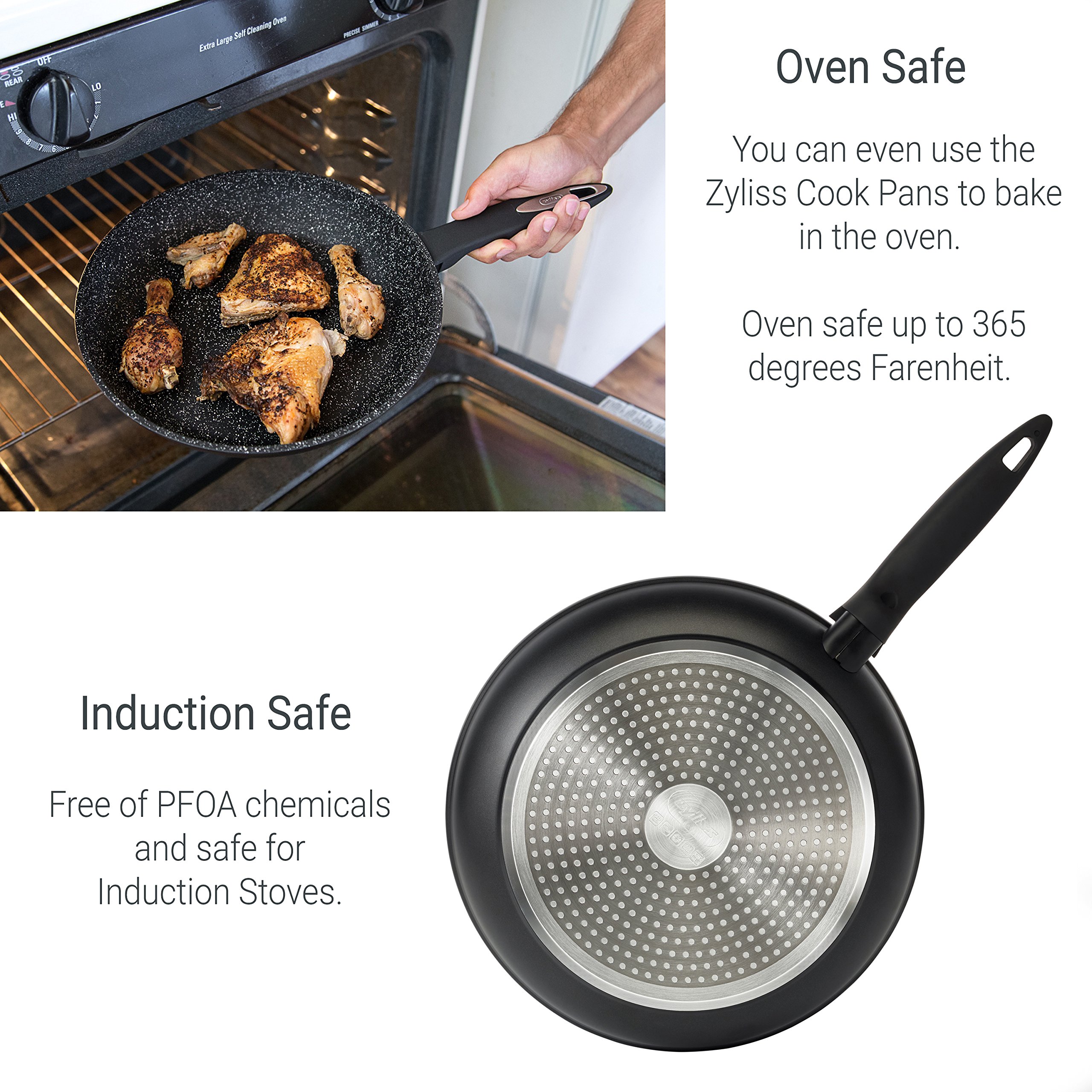 ZYLISS Cookware 8" and 11" Nonstick Fry Pan Set - Oven, Dishwasher, Induction and Metal Utensil Safe Cooking - Heavy Duty Forged Aluminum with Sturdy Riveted Handle (2 Piece Set)