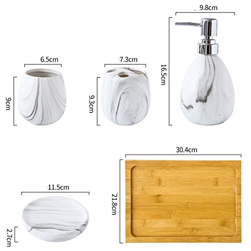 Soap Dispenser for Bathroom Marble Pattern 6-Piece Soap Dispenser Set, Modern Kitchen and Bathroom Accessories, for Bathroom Kitchen Home, with Tray Bottles Dispenser (Color : C) (C b)