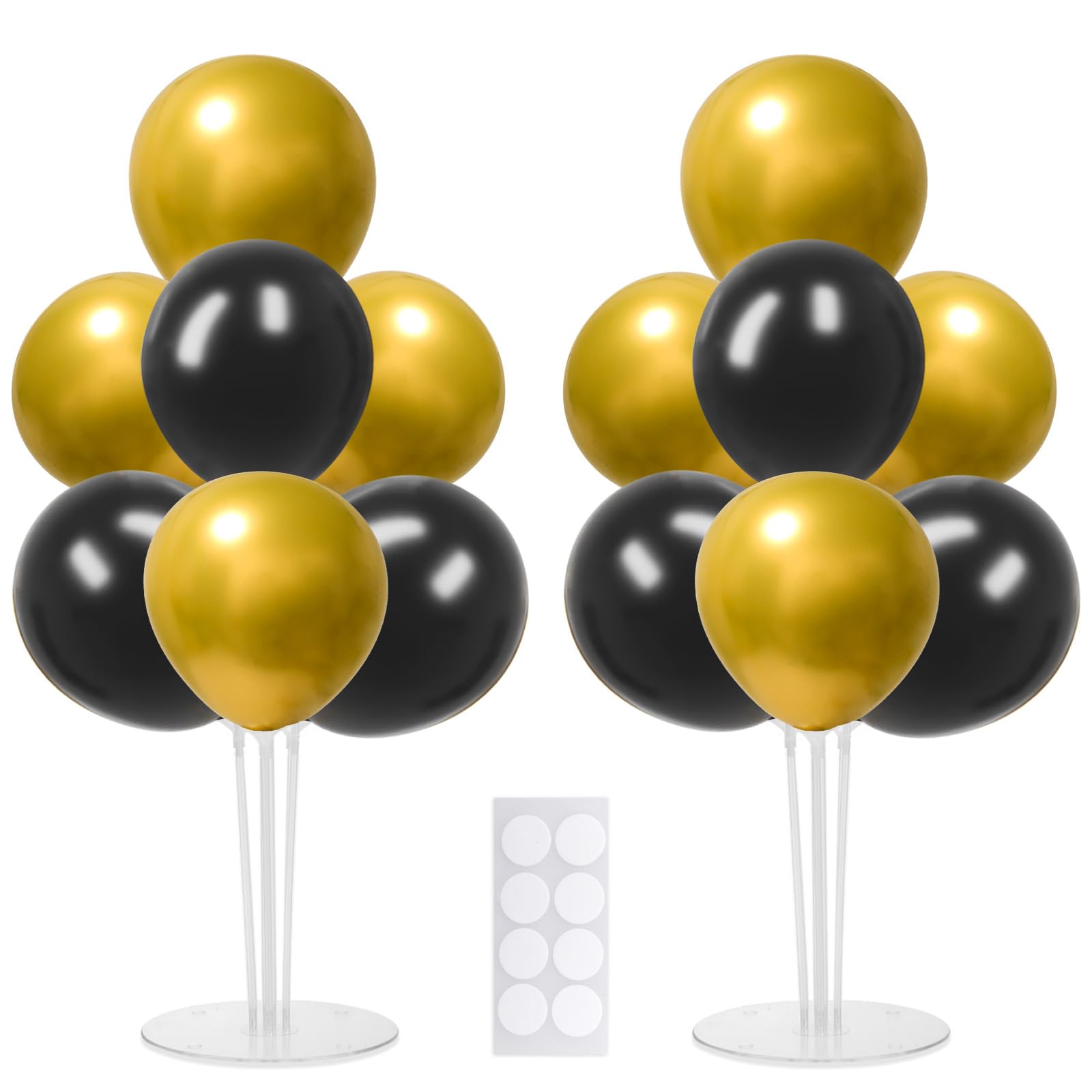 Rubfac 2 Sets Balloon Stands Kit Clear Balloon Stand for Table with Nano Glue, Balloon Holder for Birthday Party Wedding Festival Balloons Decorations