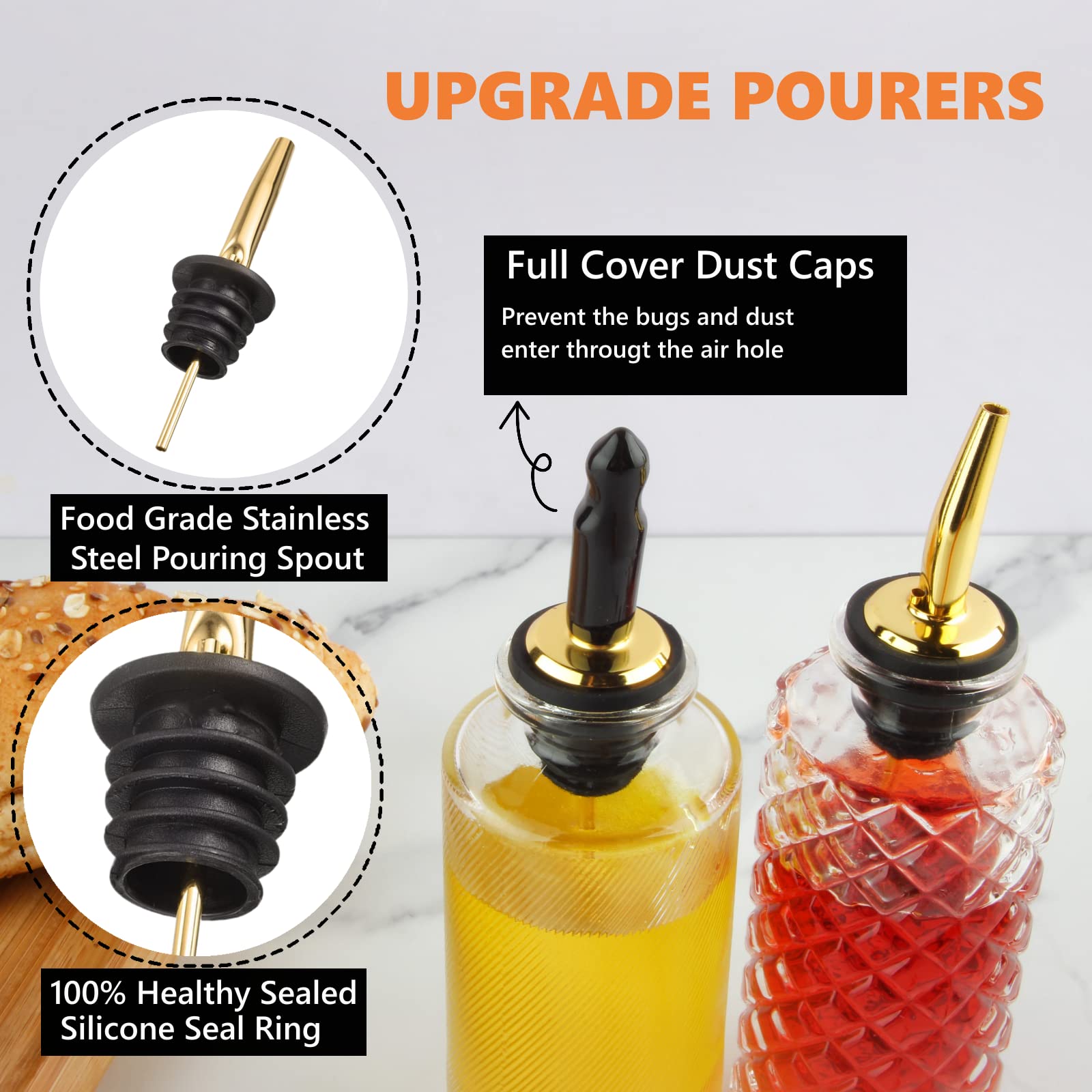 Syrup Dispenser Bottles Set 3 Packs 5 OZ Simple Small Syrup Bottles Set with Upgrade Metal Pour Spout SC057 (3 Pack)