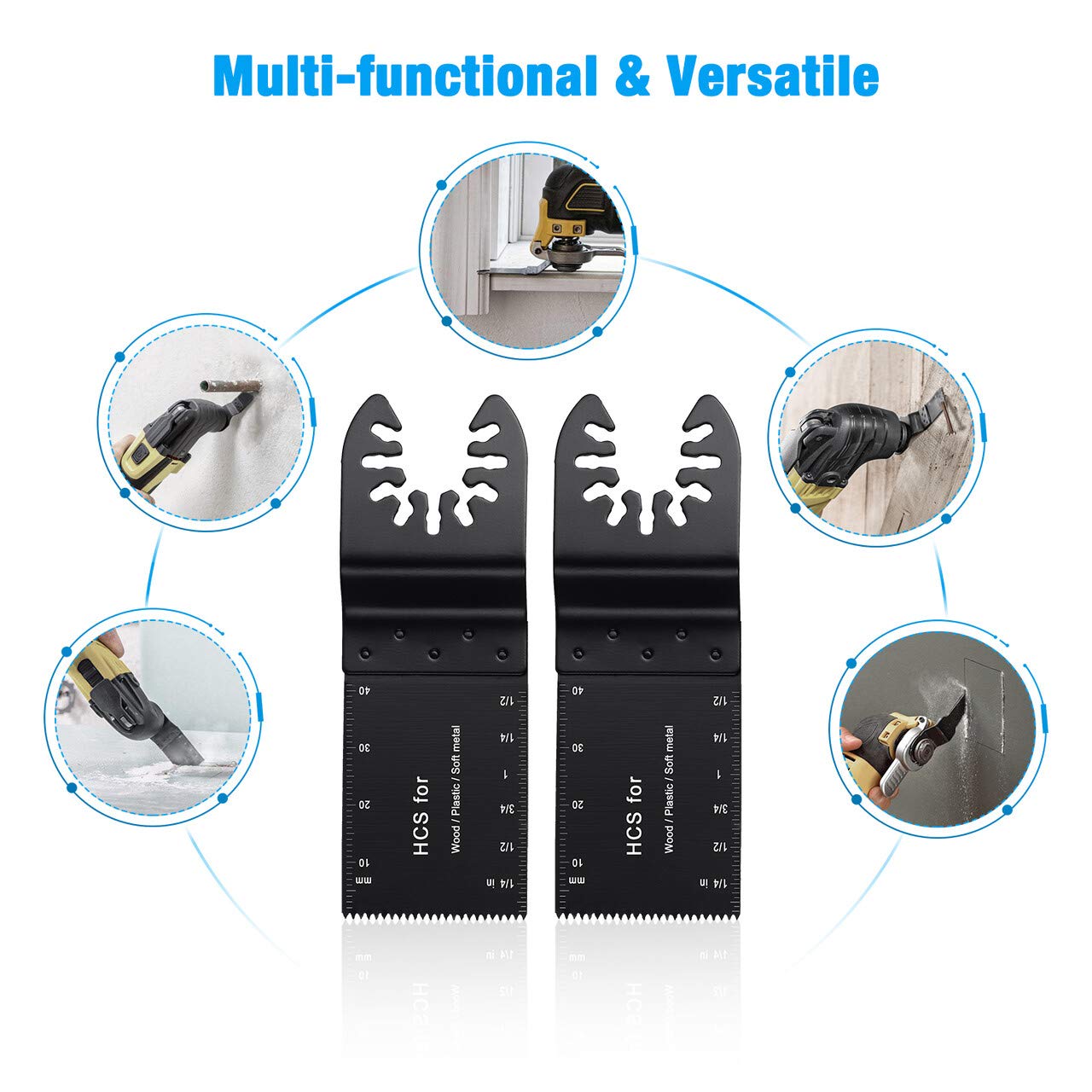 Powerextra 25 Wood Oscillating Multitool Quick Release Saw Blades Compatible with Fein Multimaster Porter Cable Black & Decker Bosch Craftsman Ridgid Ryobi Makita Milwaukee Dewalt Rockwell