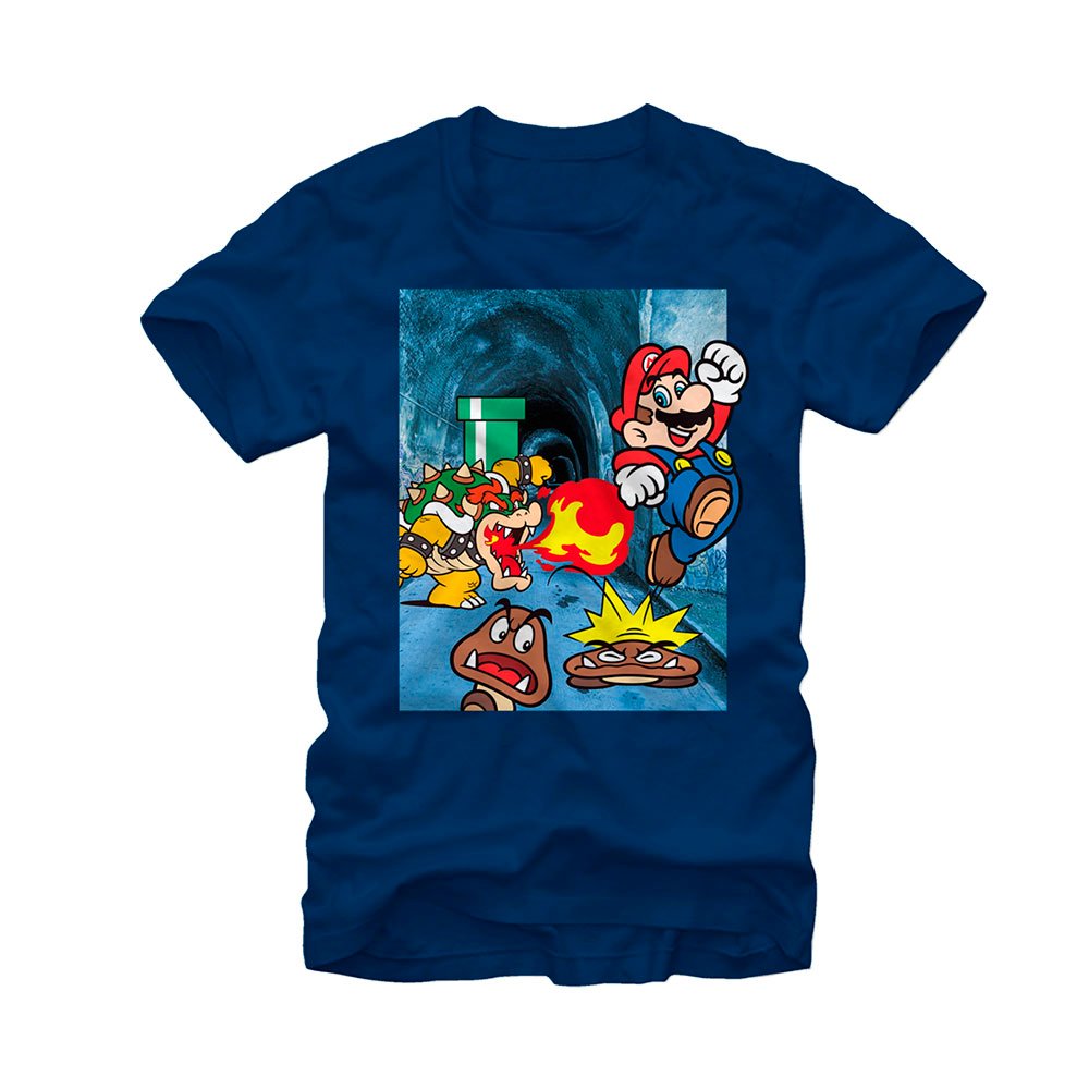 Nintendo Men's Bowser Chase T-Shirt, Navy, X-Large