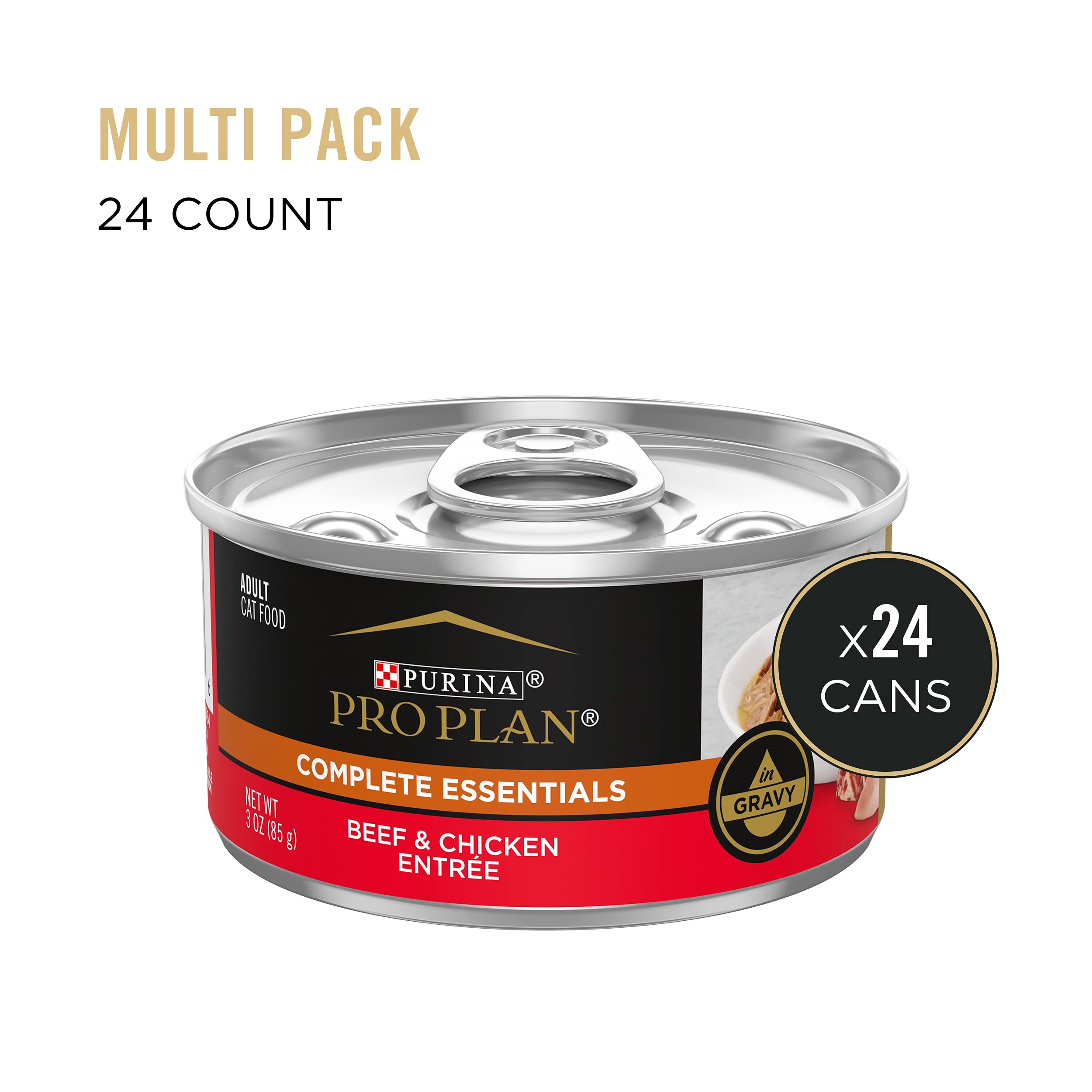 Purina Pro Plan High Protein Cat Food with Gravy, Grilled Seafood Entree - (24) 3 oz. Cans
