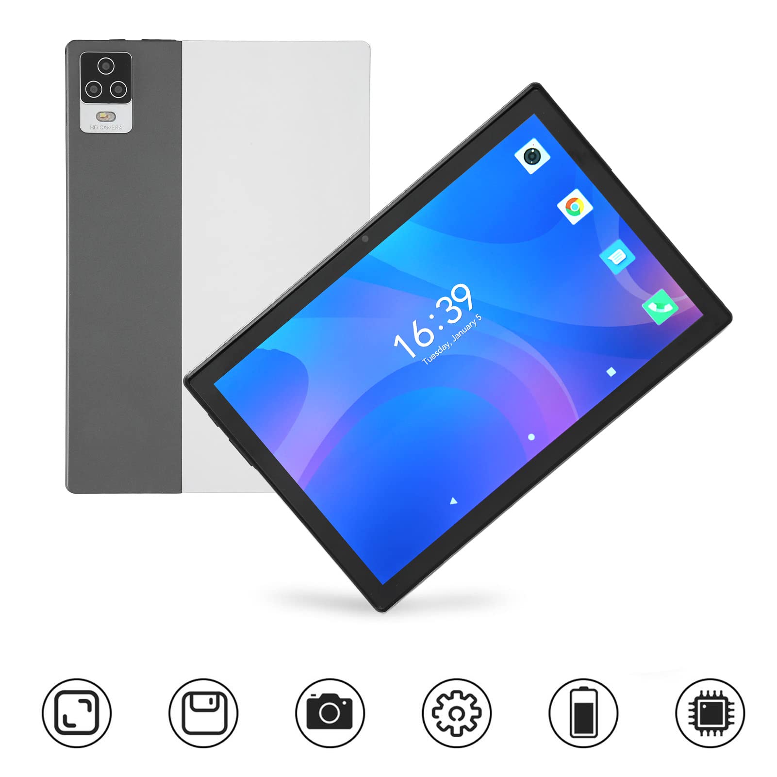 Tablet 10 Inch for Android 12.0, 6GB RAM 128GB ROM, 512GB Expand, Octa Core 4G LTE Tablets, 8MP+16MP, FHD 1920x1200, BT5.0, 7000mAh Fast Charge, 2.4G/5G WiFi (Silver)
