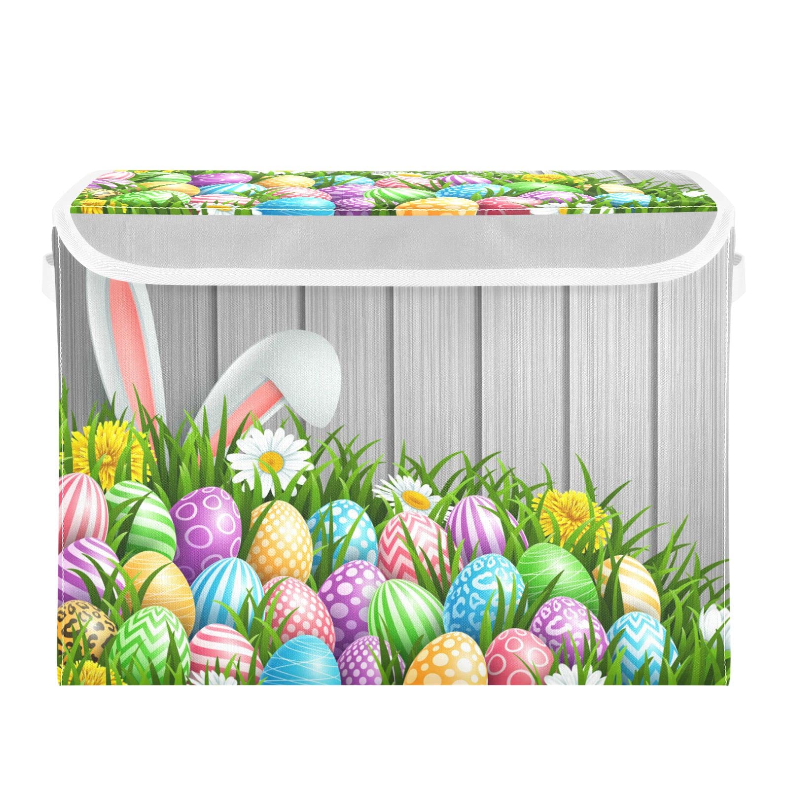 senya Easter Storage Baskets Collapsible Bins with Lids, Flowers Wood Boxes Clothes for Organizing (B06D22020)
