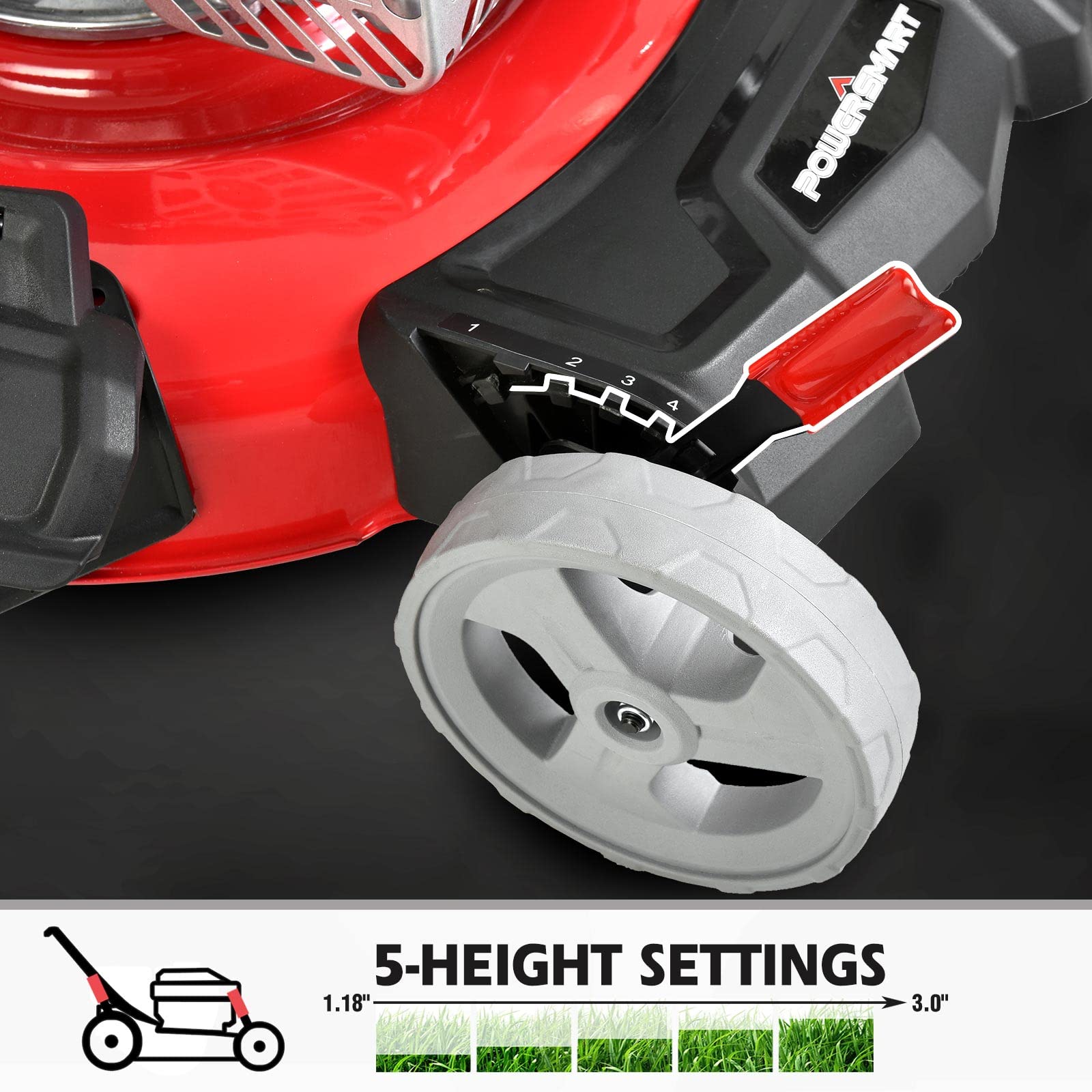 PowerSmart Gas Lawn Mower 21-Inch Self Propelled with 170cc Engine 3-in-1 Walk Behind DB2321SR