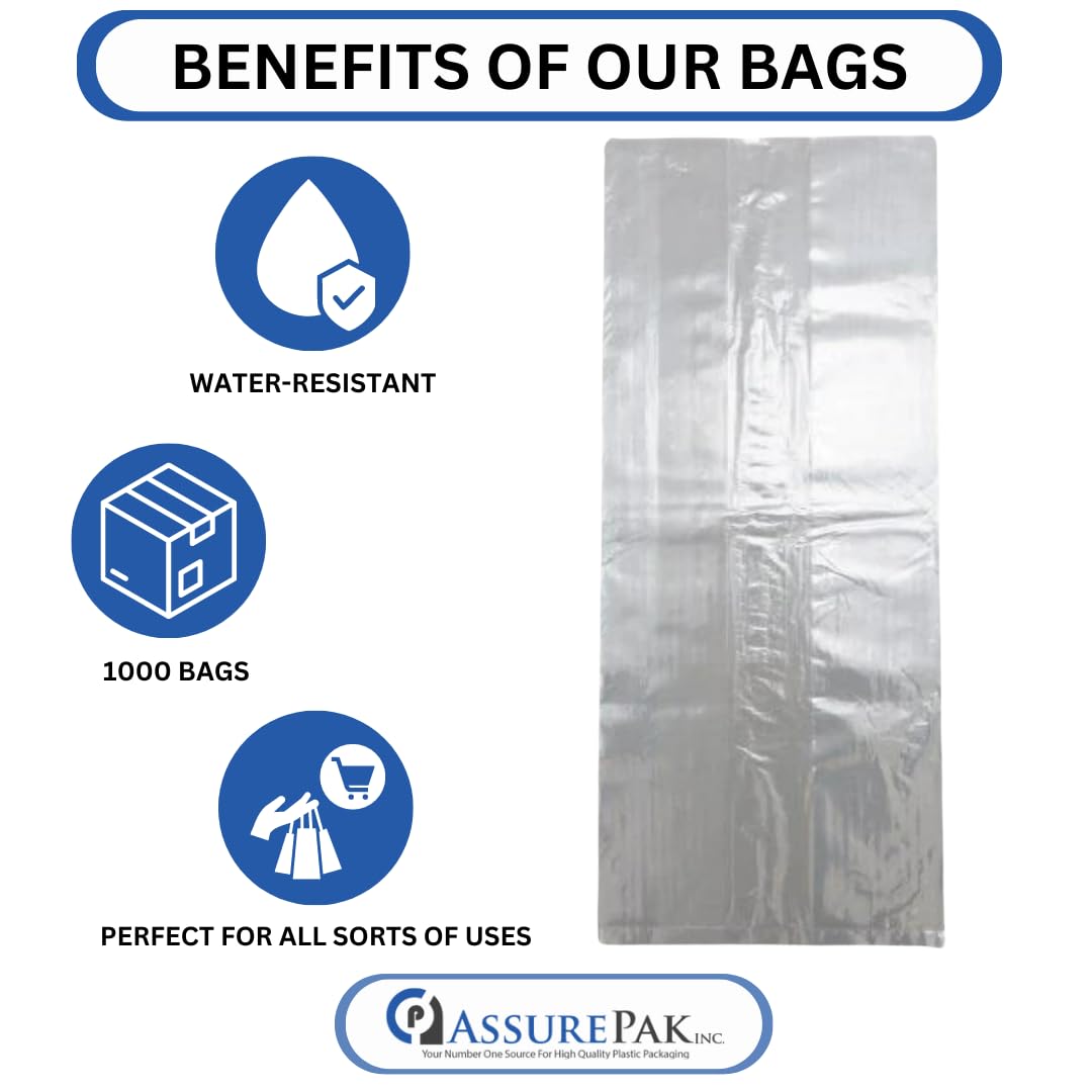 Plastic Produce Bag for Bread and Groceries - 4"x2"x8" - 1000 Bags - 0.95 mil - Natural Color - No Venting Holes LDPE