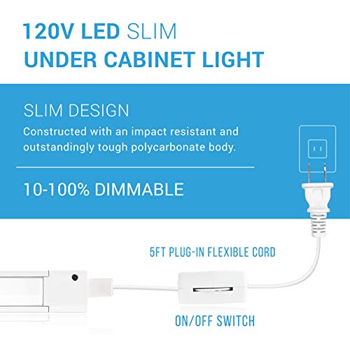Parmida LED Technologies LED Slim Under Cabinet Light - Additional Accessory: 2FT Linking Cable - (1 Pack) White