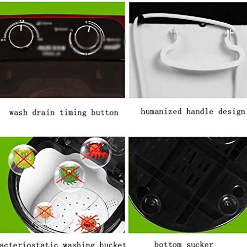 Rose Red Washing Machine,Electric Compact Laundry Machines Portable Durable Design Washer Energy Saving, Rotary Controller