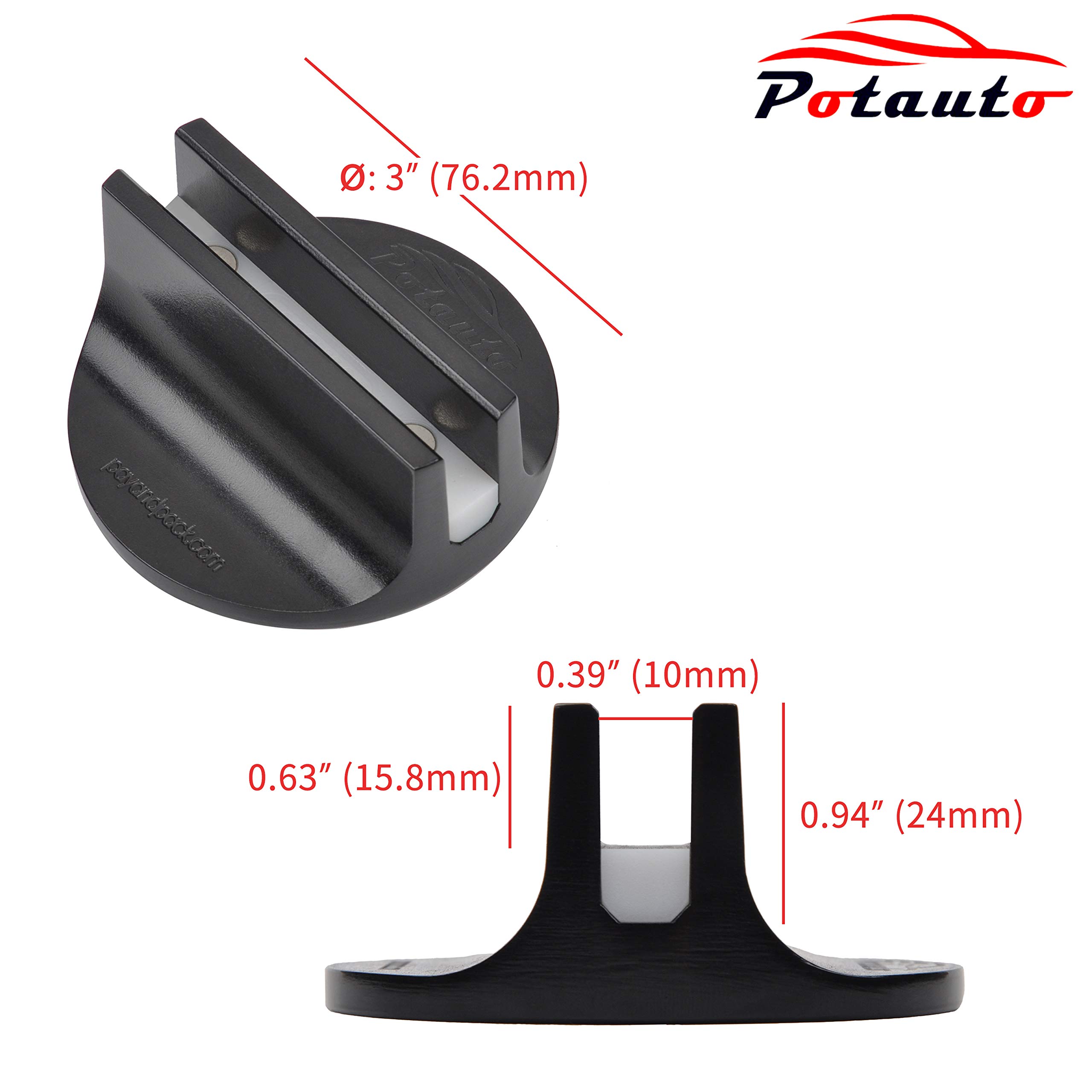 Potauto Universal Aluminum Grooved Magnetic Jack Pad Jacking Puck Pinch Weld (Slot Width 0.39 Inch) Frame Rail Adapter for Vehicles (Qty 1, Black)
