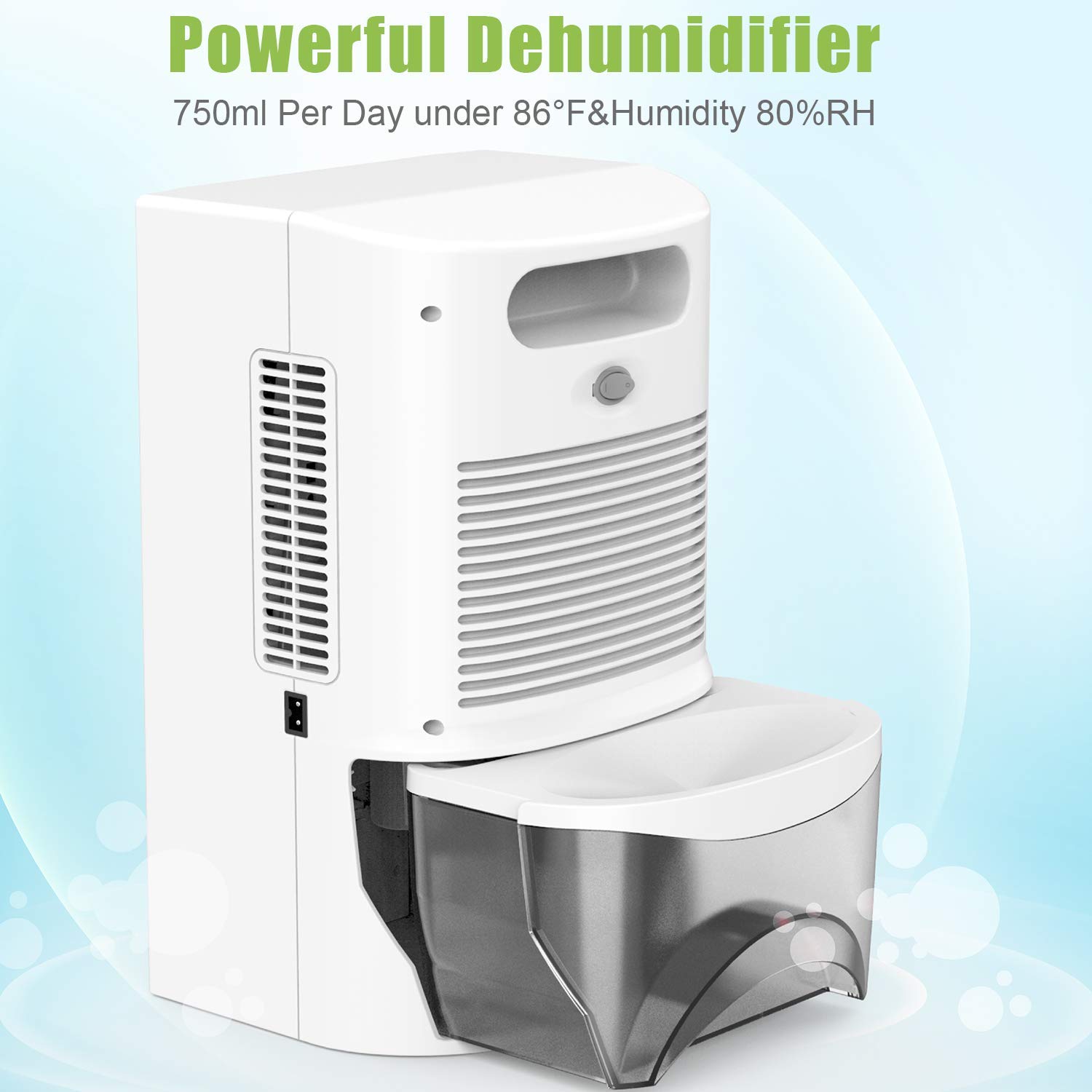 SEAVON Electric Dehumidifier, 2500 Cubic Feet(376 sq ft) for Home MD-898 2000ml (68 oz) Capacity, Quiet Safe Dehumidifiers for Basement, Bedroom, Bathroom, RV, Closet, Auto Shut Off