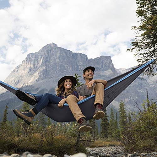 SANSUNTEK Hammock-Camping Hammock for Outdoors Travel Backpacking,Camping Gear-Double Hammock with Tree Straps(18+1 Loops)&Carabiners,Nylon Portable Hammock,2 Person Hammock for Tree & Hiking Gear