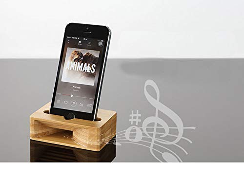 UnnFiko Wooden Sound Amplifier Stand Holder for iPhone, Natural Loudspeaker Mini Megaphone Cell Phone Stand (Square)
