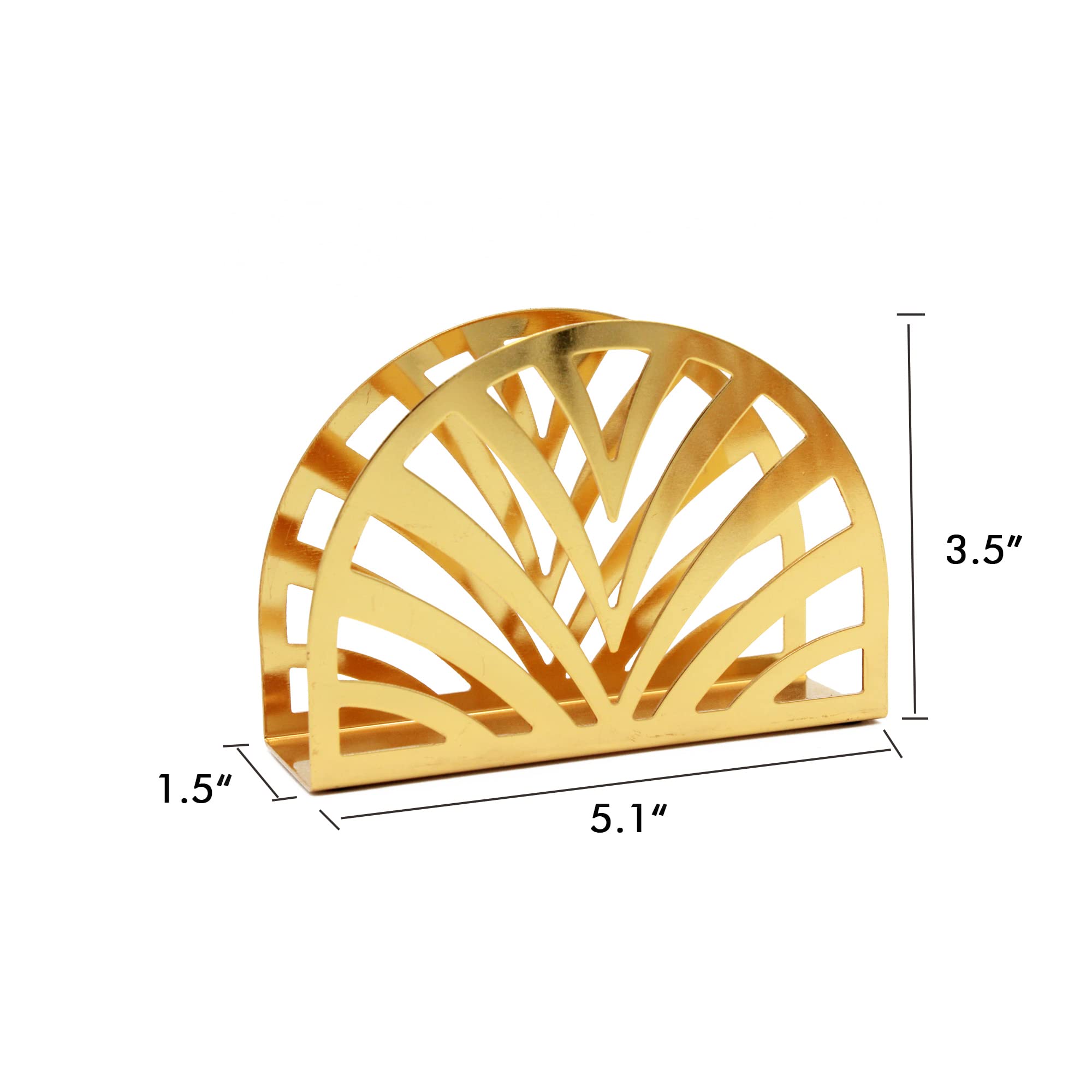 Tstarer Golden Metal Napkin Holder, Table Napkin Organizer for Kitchen & Picnic - Small 5.1 W X 3.5 H X 1.5 D (semicircle)