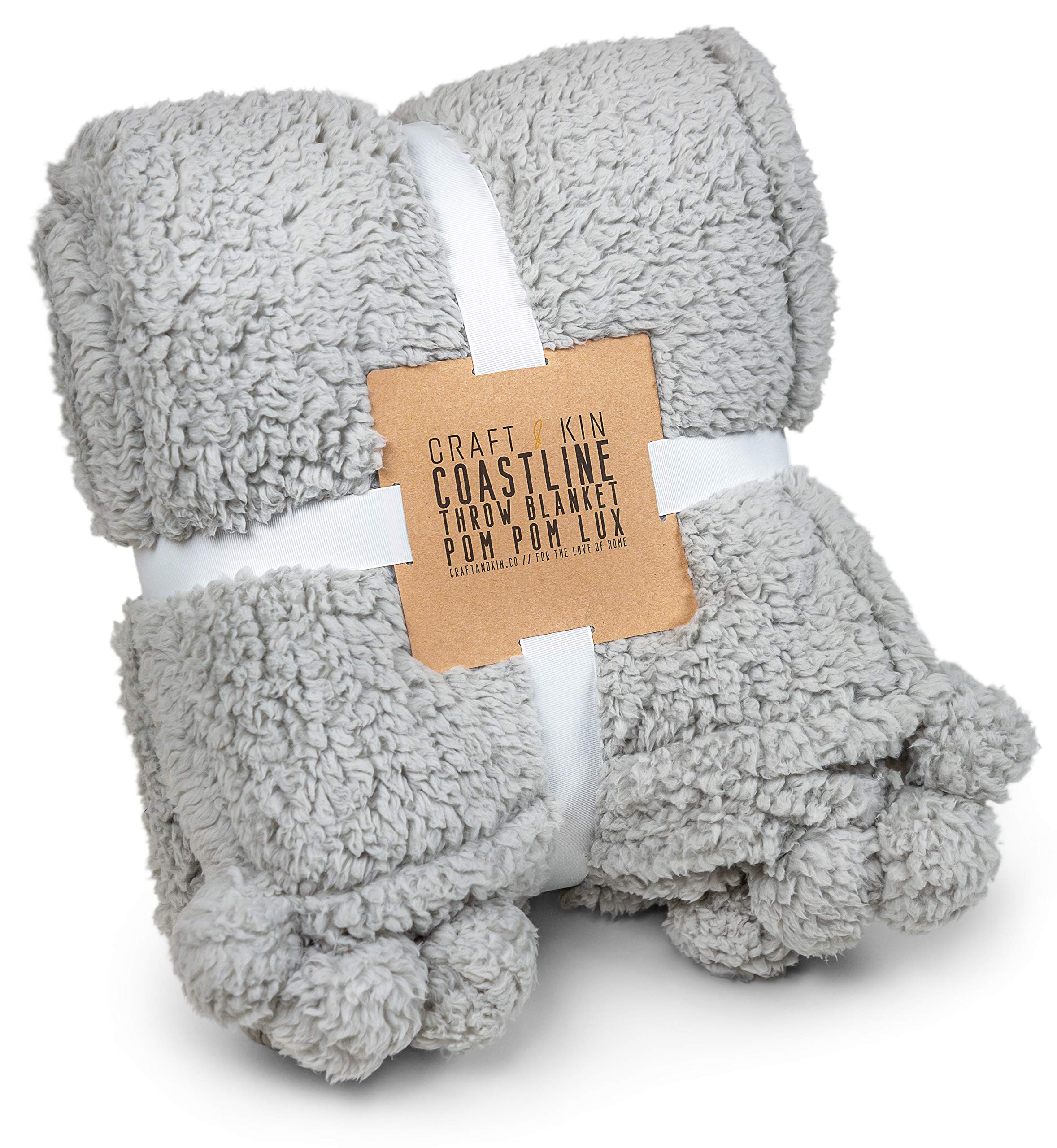 Premium Pom Pom Throw Blanket - White Throw Blanket, Plush Blanket, Soft Throw Blanket, Super Soft Blanket | Throw Blanket for Couch, Fluffy Blanket, Fleece Blanket, Fleece Throw Blanket, 60β x 49.5β