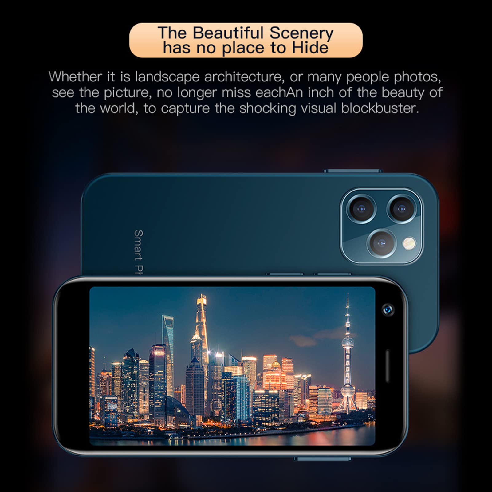 Serounder XS12 4G Mini Smartphone, Student Pocket Cellphone with 3.0 Inch Display 4GB RAM 32GB ROM 5MP Front 13MP Rear Camera, Support Facial Recognition, GPRS, Bluetooth, WiFi (