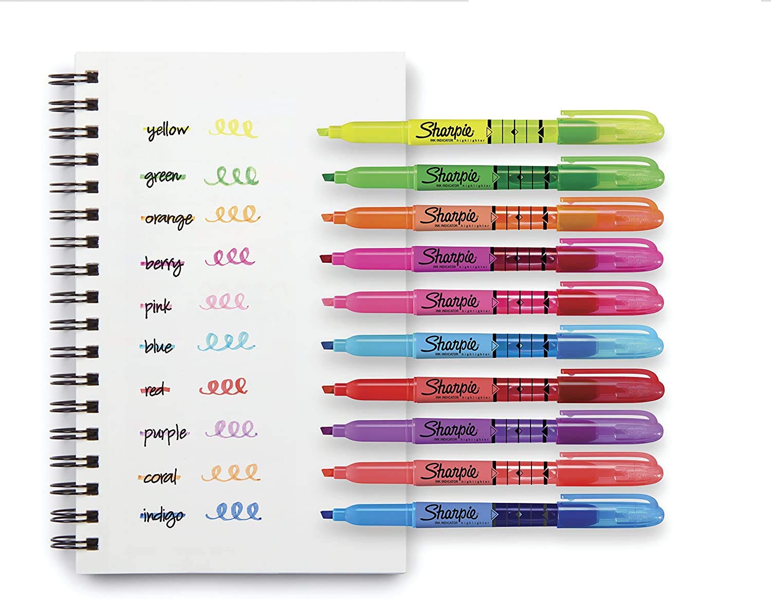 Sharpie Ink Indicator Stick Highlighters, Chisel Tip, Assorted Fluorescent, 5 Count - 2 Pack