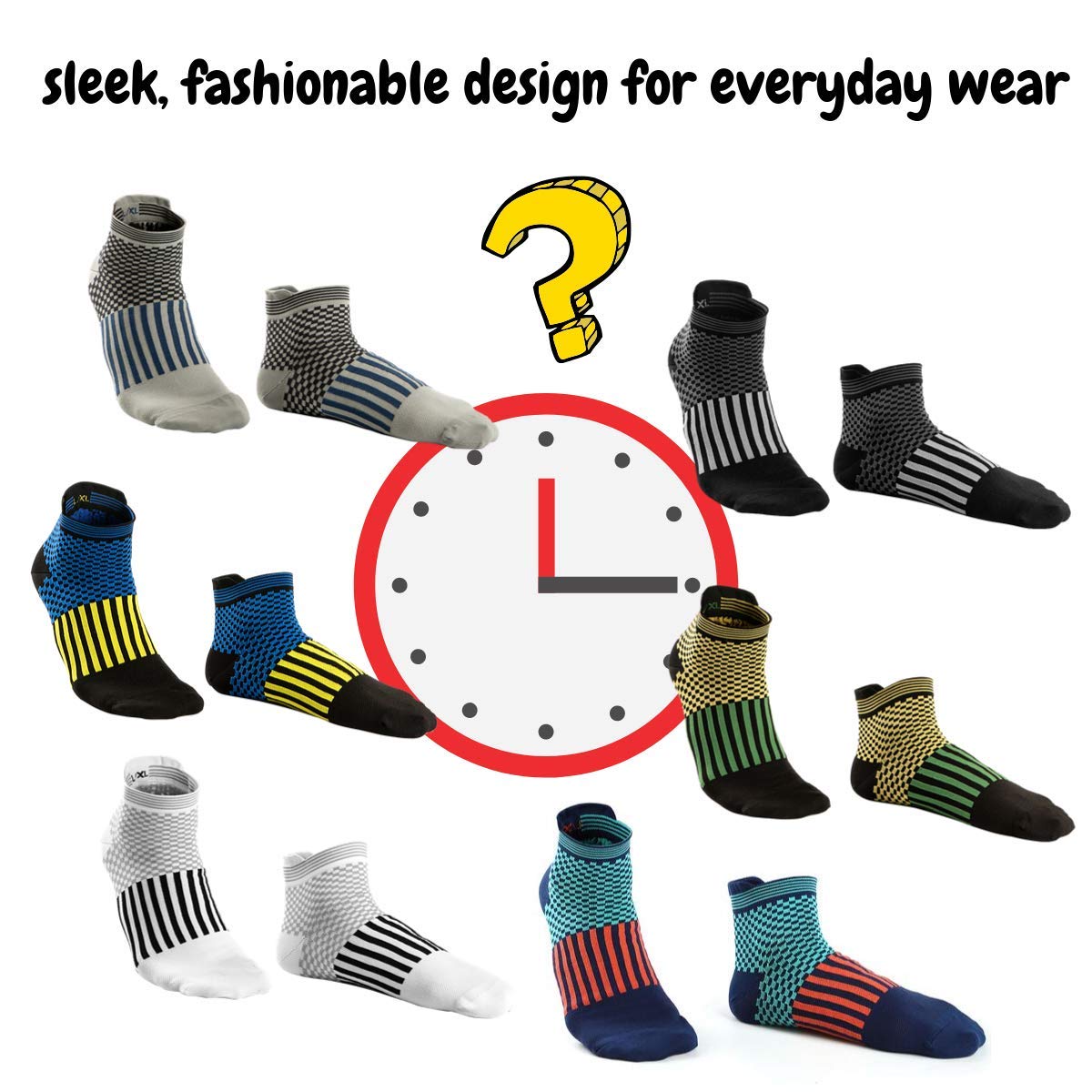 SEESILY Compression Running Socks for Men&Women-Low Cut Athletic Socks with Ankle Brace&Arch Support 2Pairs (5 L/XL)