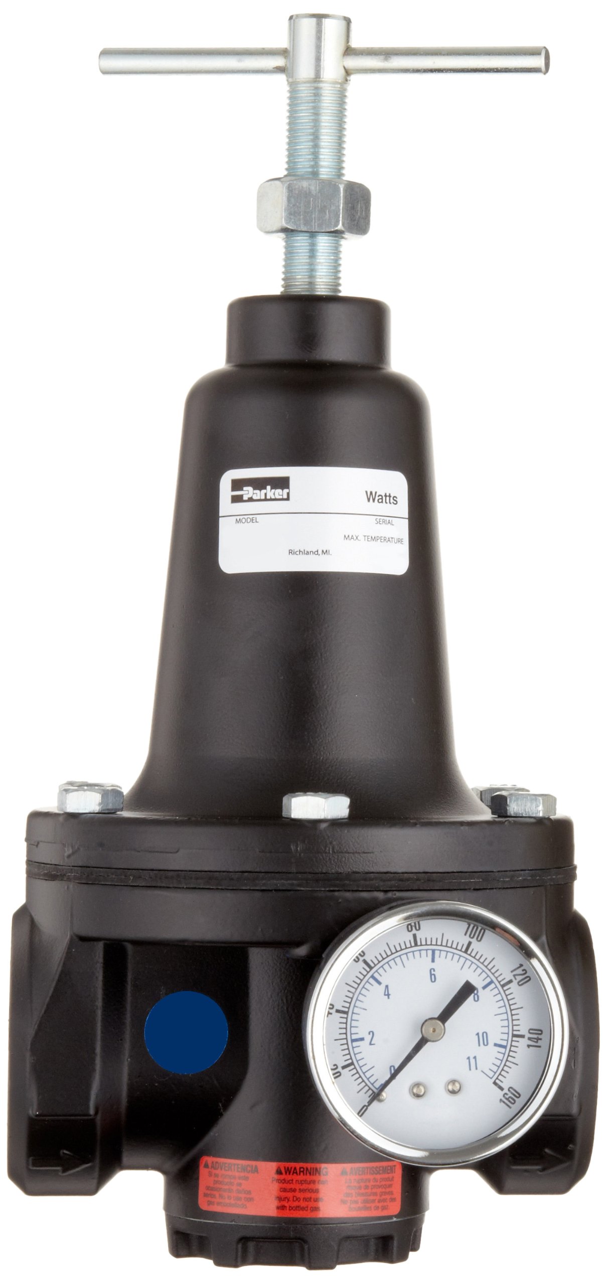 Parker R119-06CG Regulator, 0-125 psi Pressure Range, Gauge, 300 scfm, 3/4" NPT