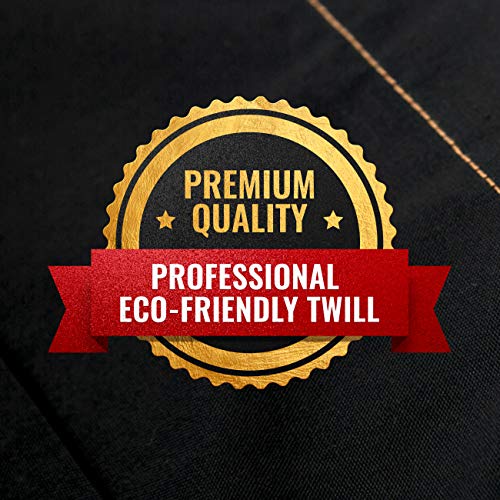 Under NY Sky Half Deep Black Apron with Durable Twill β Bistro Apron, Waist Apron adjustable for Men and Women β Professional Barista, Bartender, Mixologist, Florist, Server Aprons