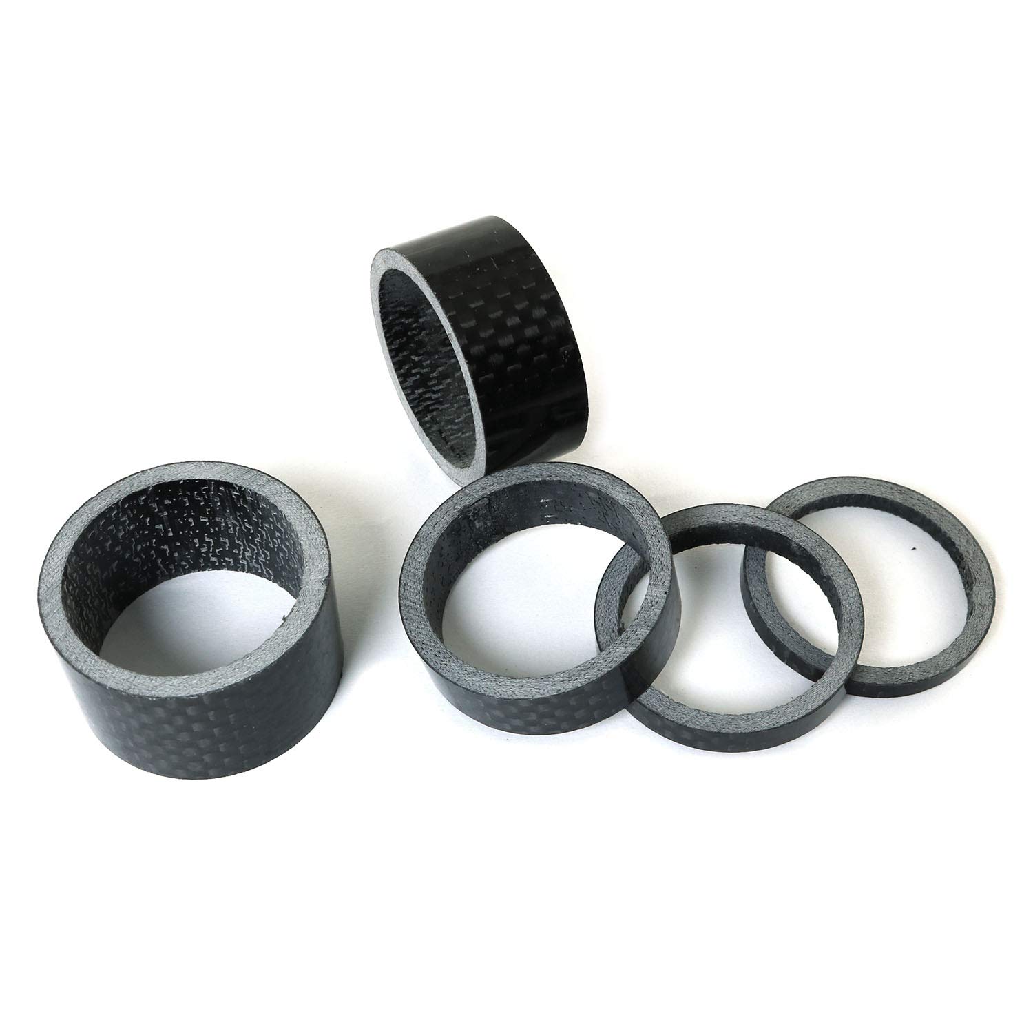 RLECS 5pcs 3K Carbon Fiber Bike Fork Washer Stem Spacers Set 3mm 5mm 10mm 15mm 20mm Bicycle Headset Washer