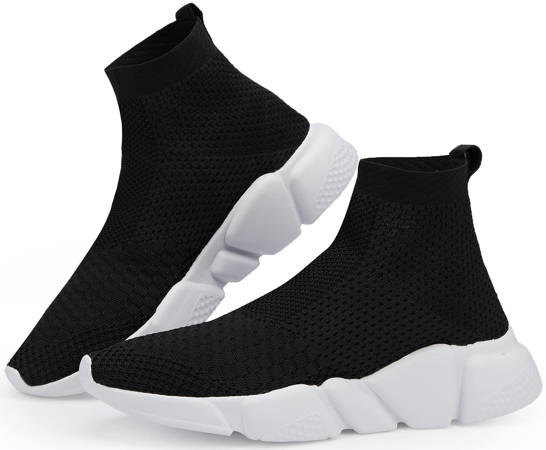 Santiro Black High Top Sneakers for Men Running Shoes Knit Breathable Lightweight Walking Shoes Casual Athletic Sports Shoes Black 12 US