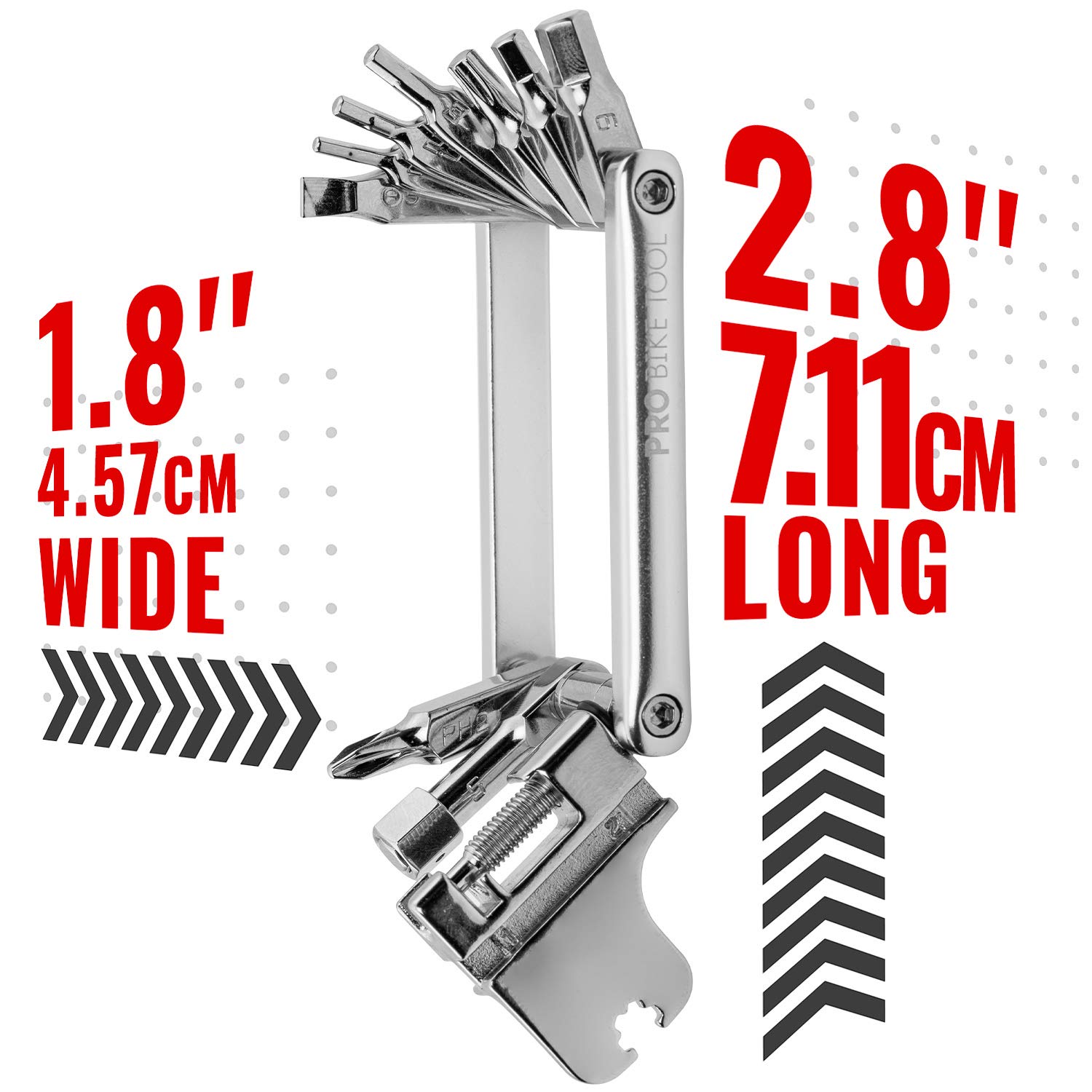 PRO BIKE TOOL 17 in 1 Bike Multitool - 2.8 x 1.7 inches - Compact and Lightweight Bicycle Repair Kit for Road and Mountain Bikes - Saddlebag and Pocket Friendly Set - Includes Slim Bag - Cyclist Gift