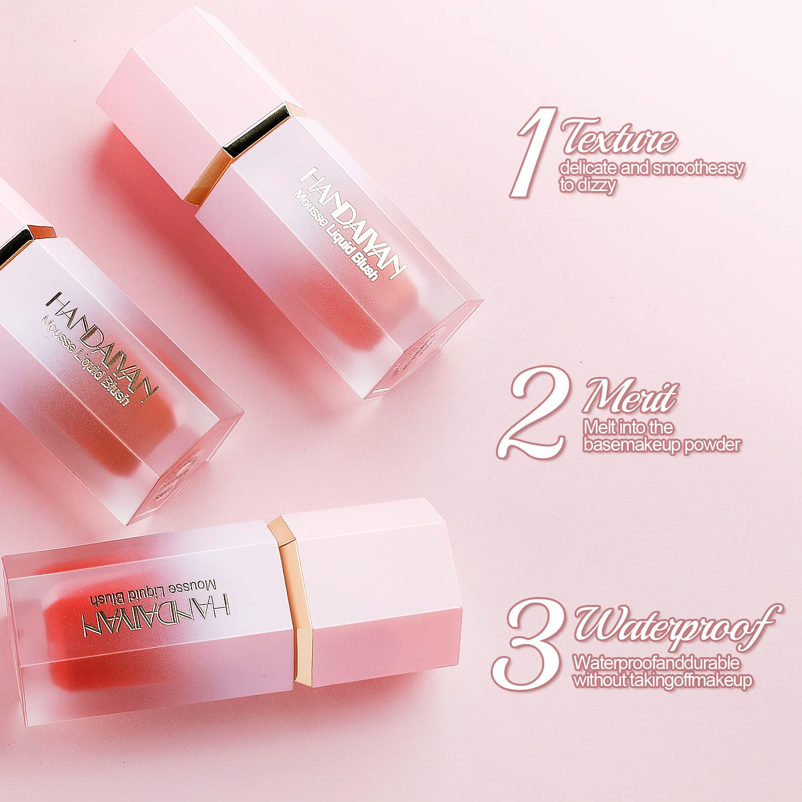 Soft Cream Liquid Blush, Makeup Blush for Cheeks Lightweight Natural Blush Stick with Cushion Applicator Silky Smooth Skin Moisturizing (mystery)